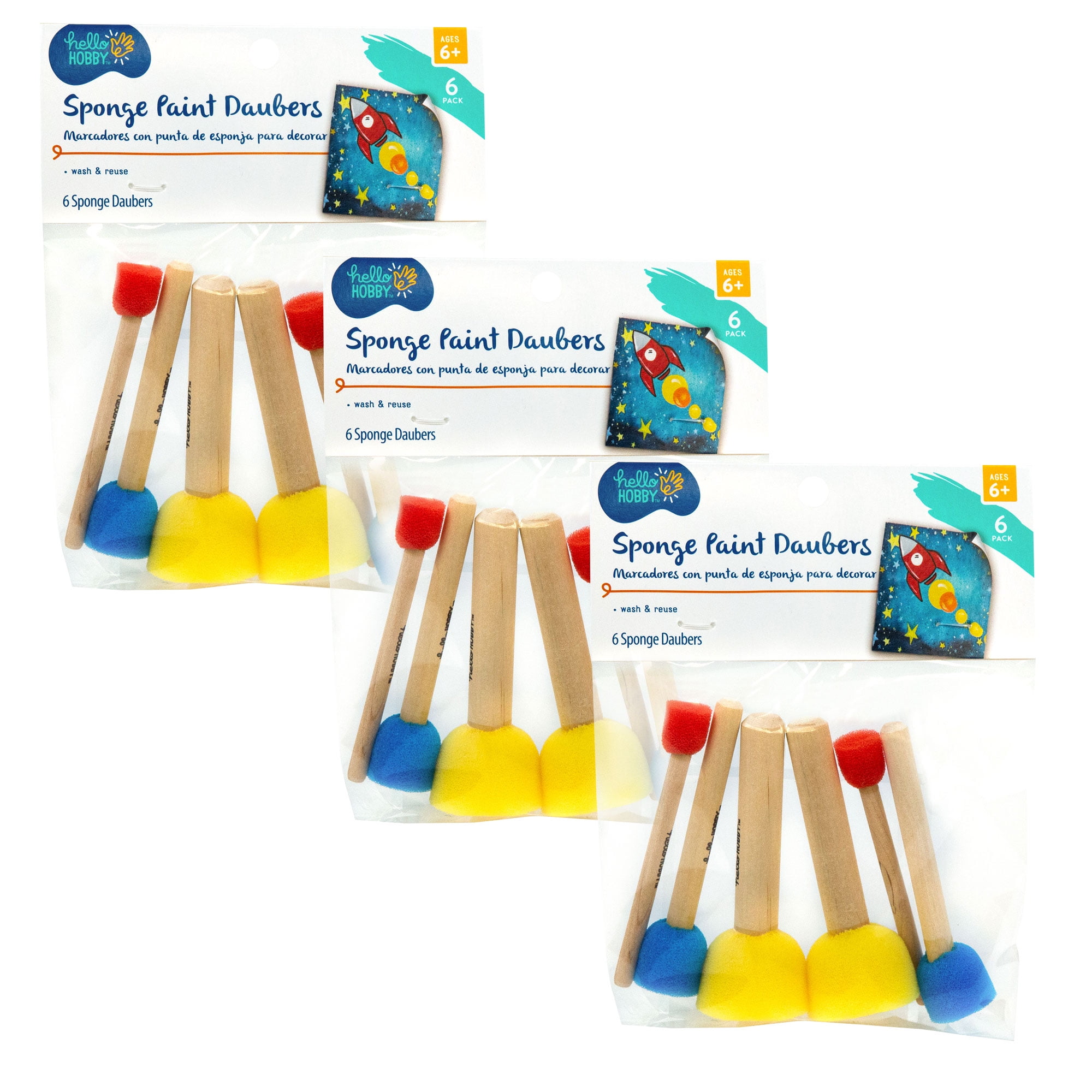 Hello Hobby Foam Sponge Dabbers, Includes 18 Assorted Sponge Brushes in ...