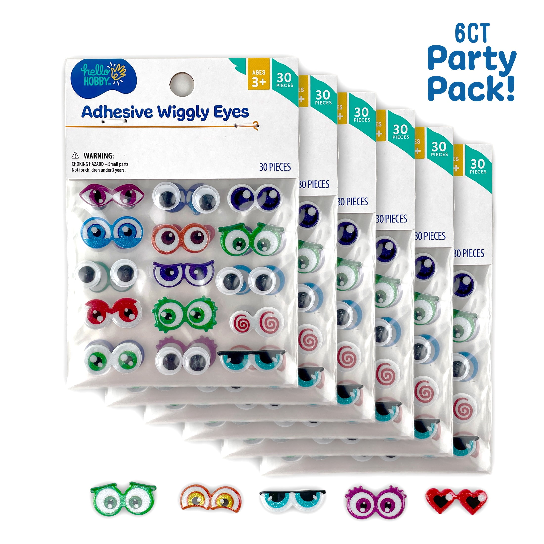 Hello Hobby Fun Glitter Sticker Eyes and Googly Eyes, Multi-Color, 180 ...