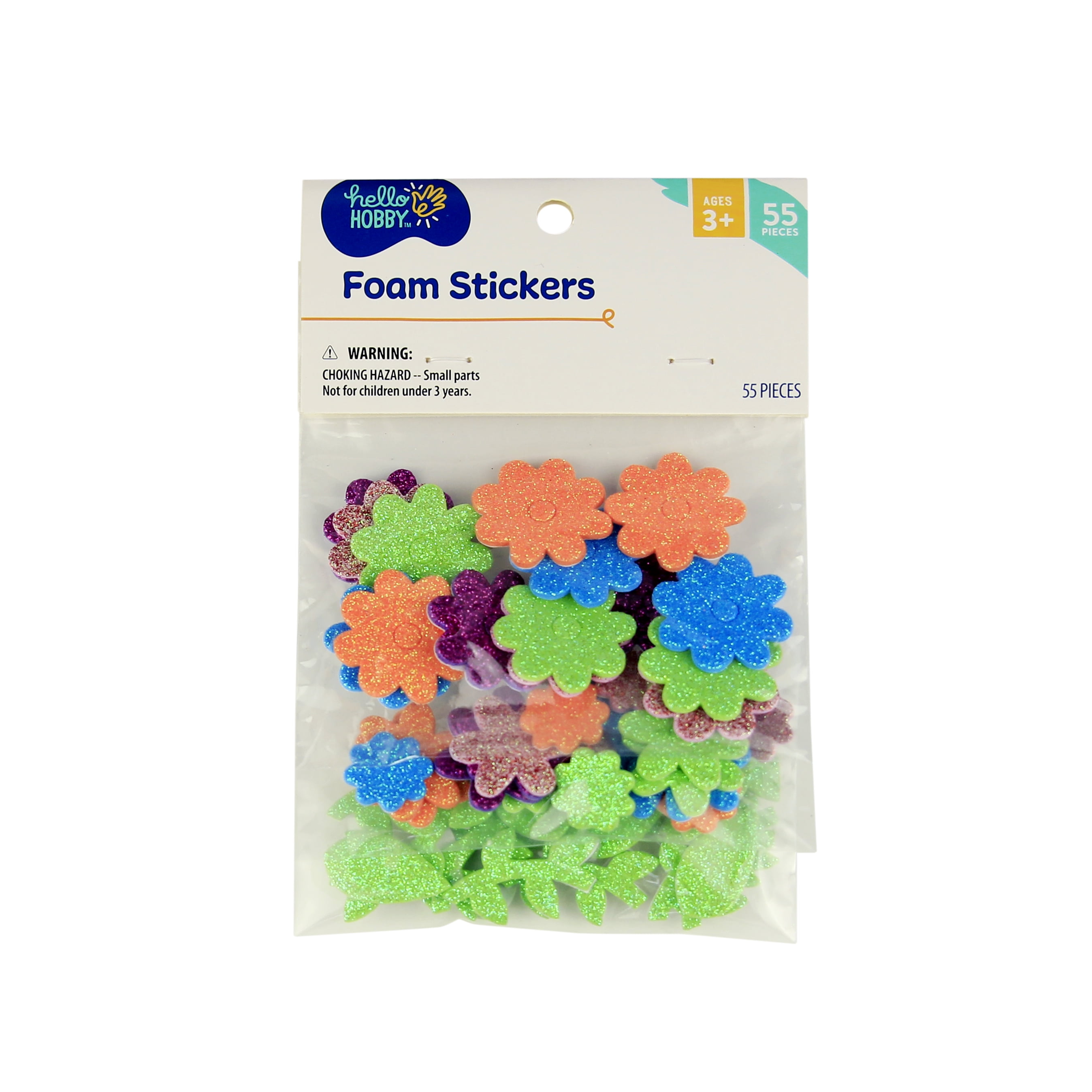 Hello Hobby Glitter Foam Flower Stickers, Multicolor, Flower Icons ...