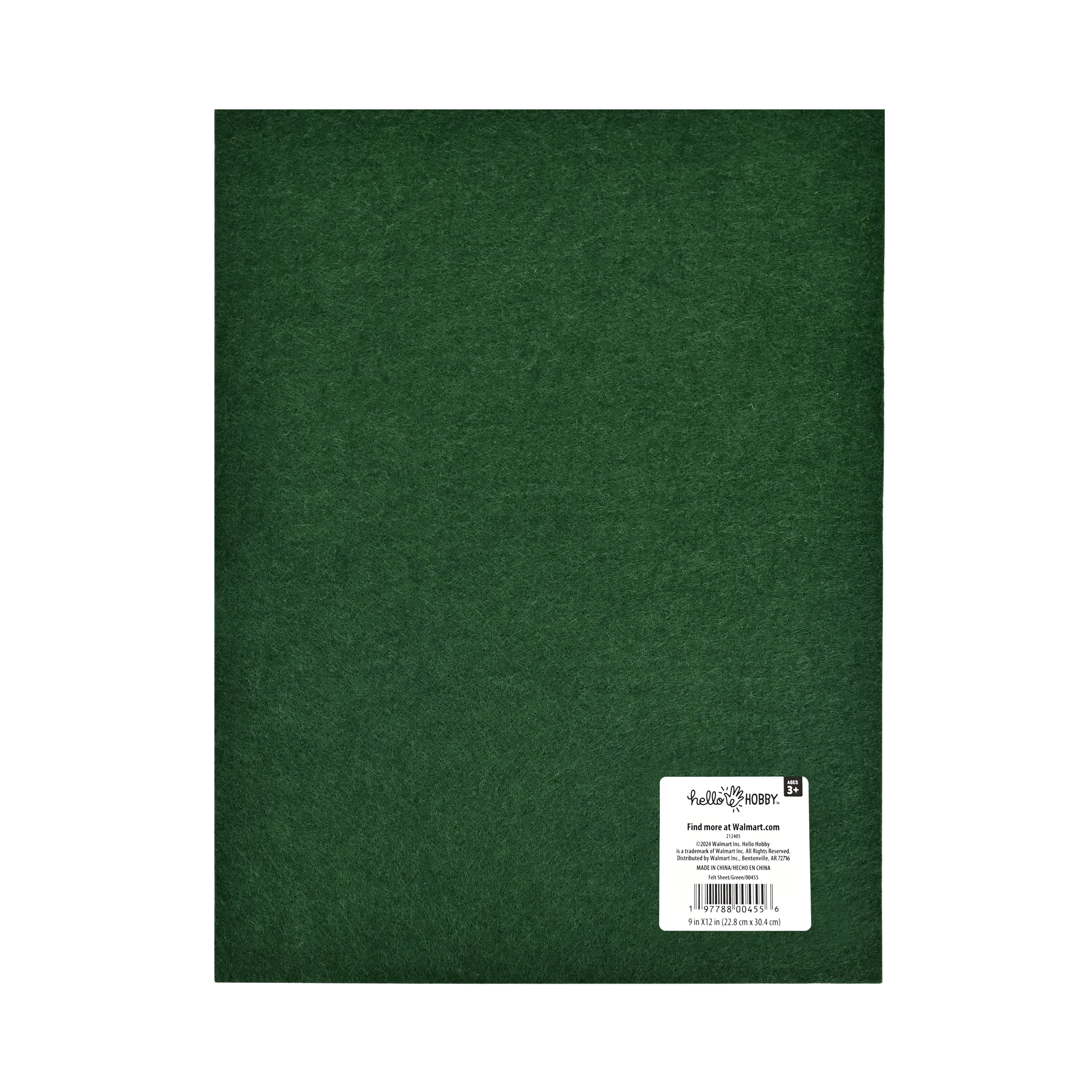 Hello Hobby Green Felt Sheet, 9" x 12" - Walmart.com