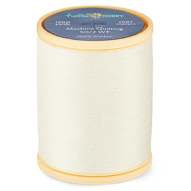 Hello Hobby Ivory 100% Pima Cotton Quilting Thread, 50/2 WT, 1200 Yards ...
