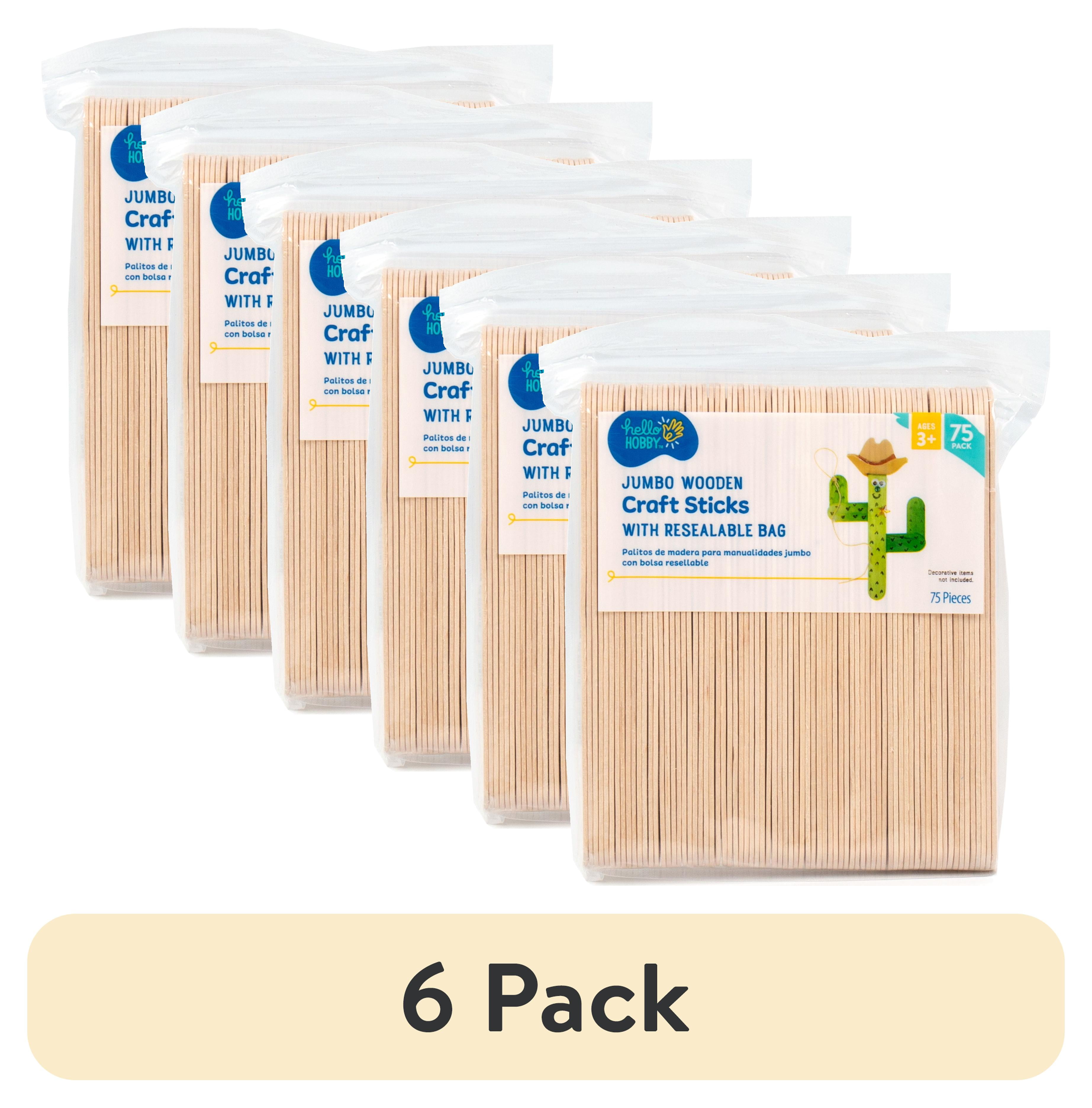 (6 pack) Hello Hobby Jumbo Wood Craft Sticks, 75-Pack - Walmart.com