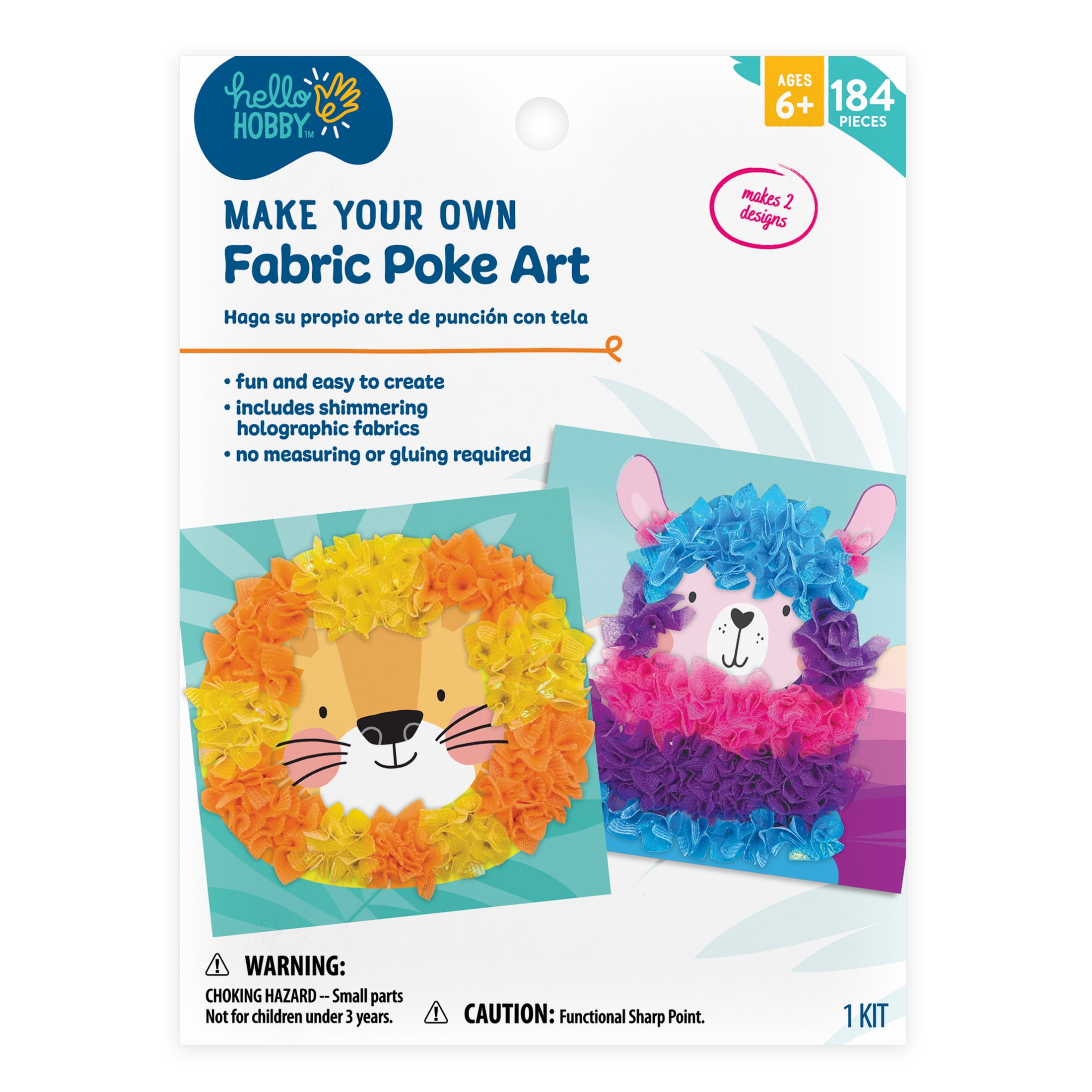 Hello Hobby Make Your Own Fabric Poke Art Kids Craft Kit with 2 Designs ...