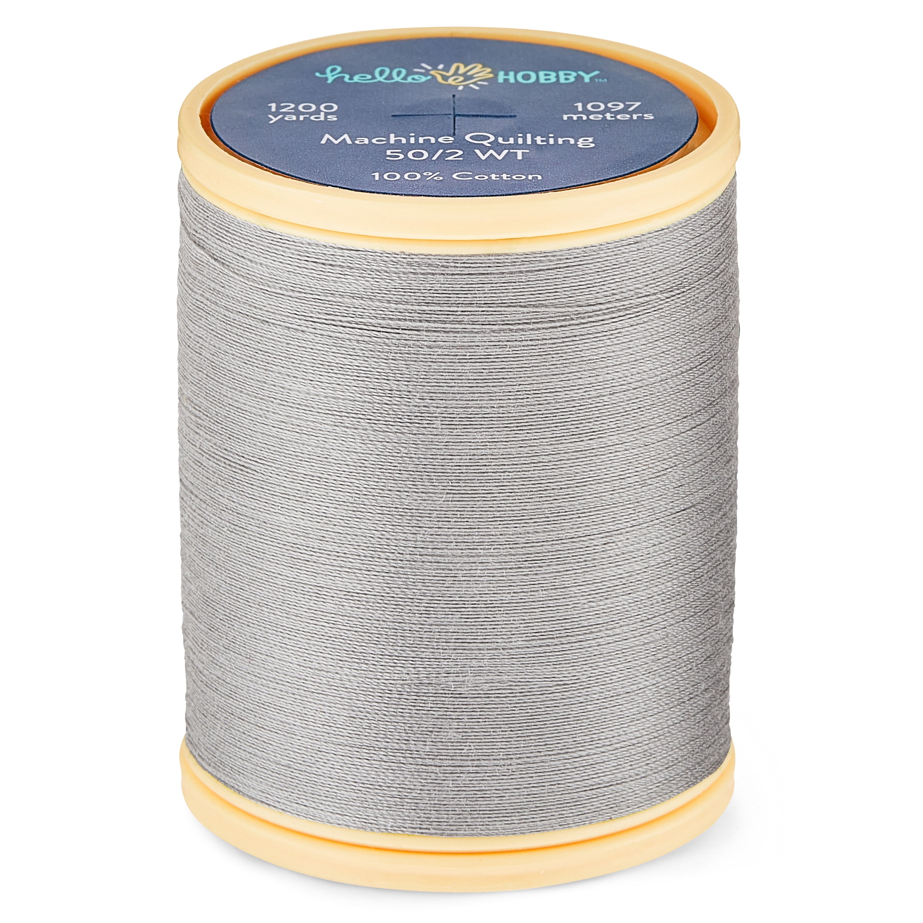 Hello Hobby Medium Gray 100% Pima Cotton Quilting Thread, 50/2 WT, 1200 ...