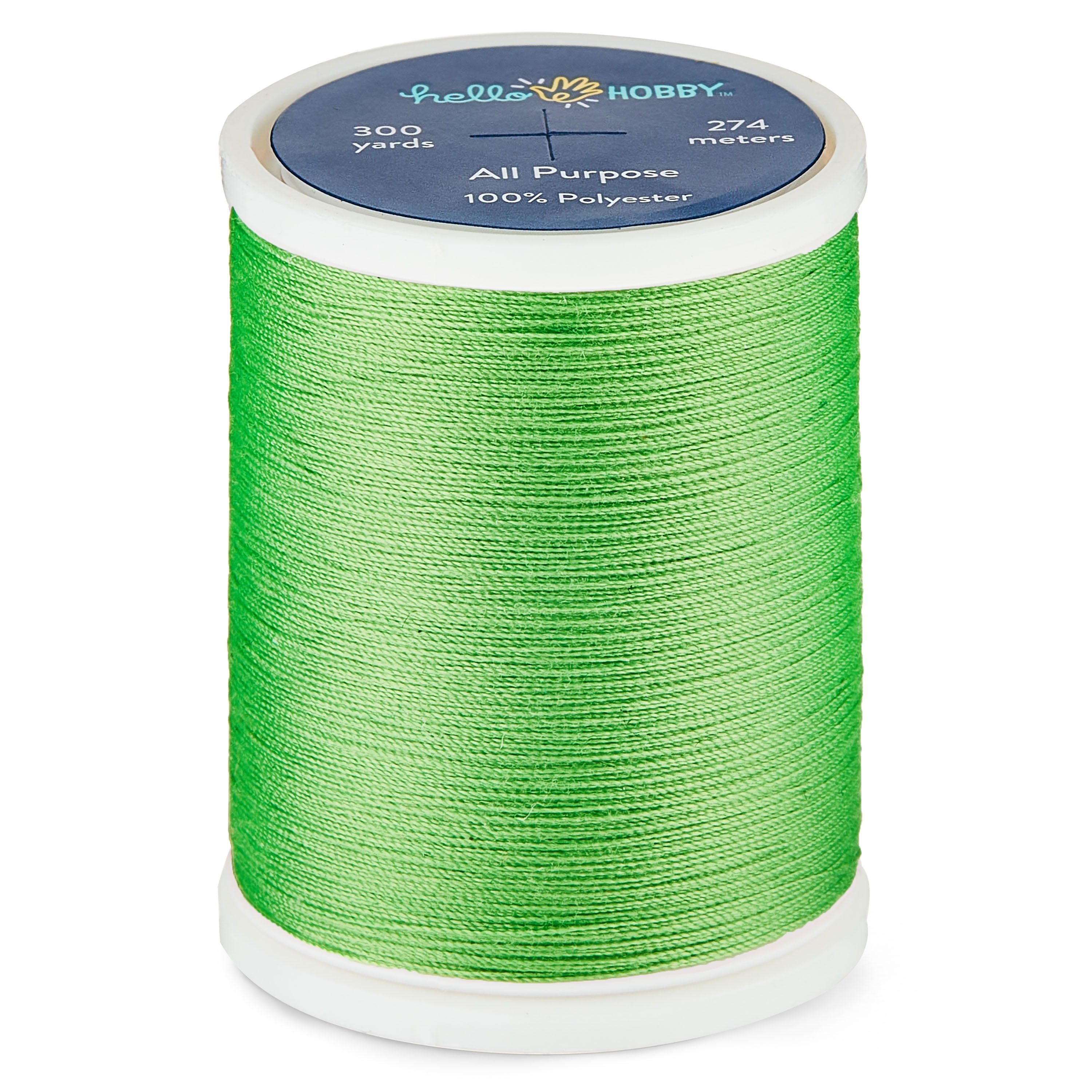 Hello Hobby Mid Spring Green 100% Polyester All Purpose Thread, 300 ...