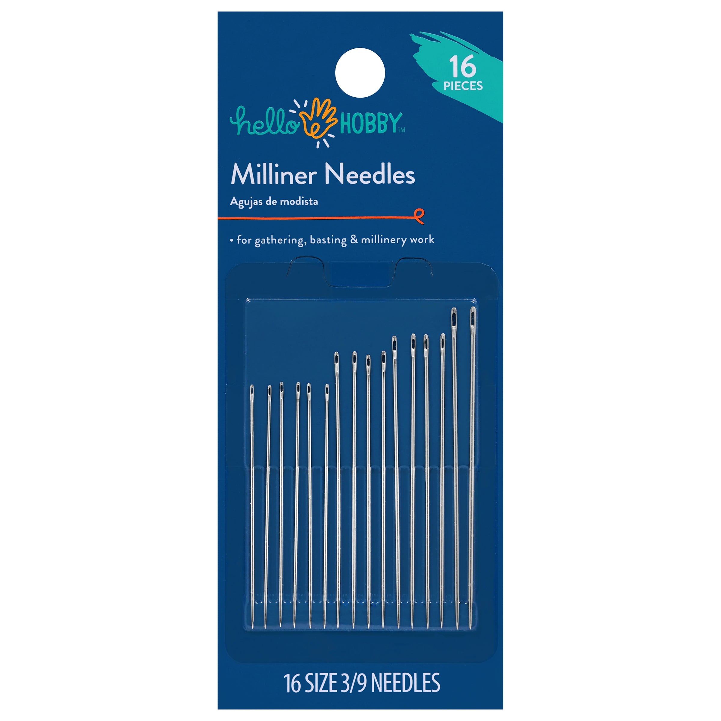 Hello Hobby Milliner Steel Hand-Sewing Needles, Sizes 3/9, 16 Pieces ...