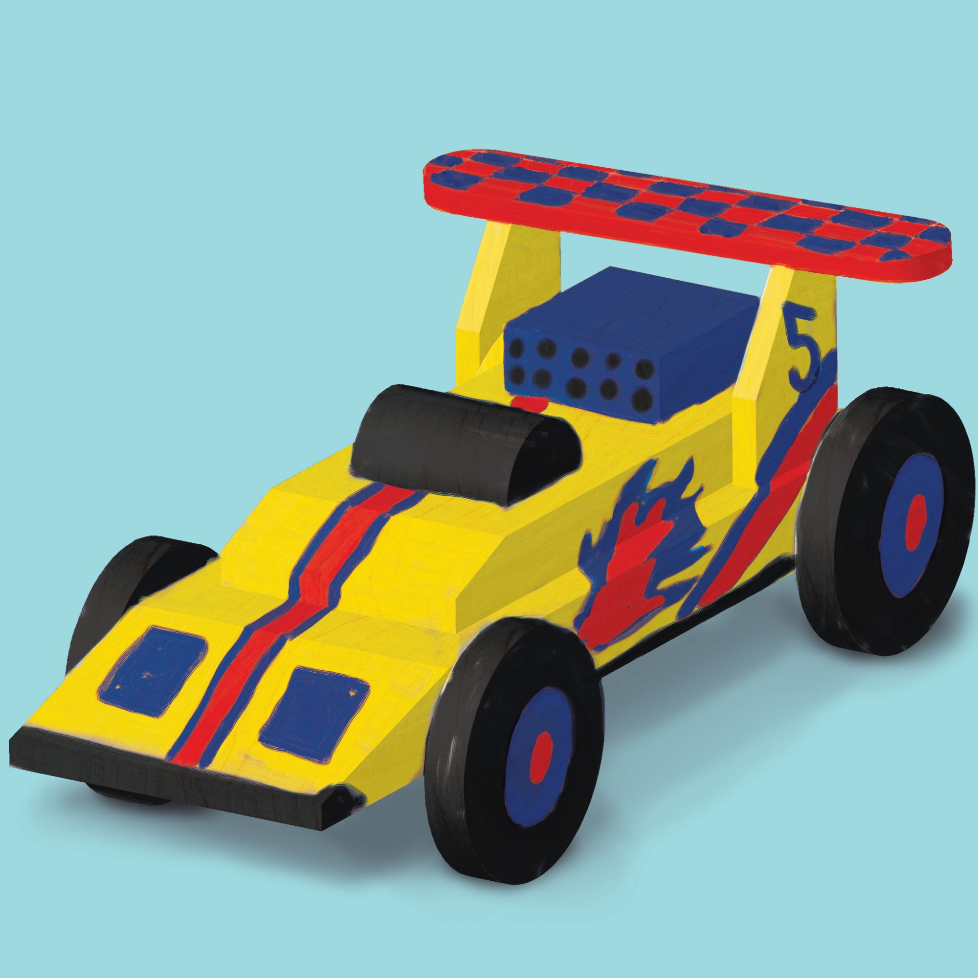 Hello Hobby Multicolor Build Your Own Wooden Race Car, 21 Pieces, Boys ...