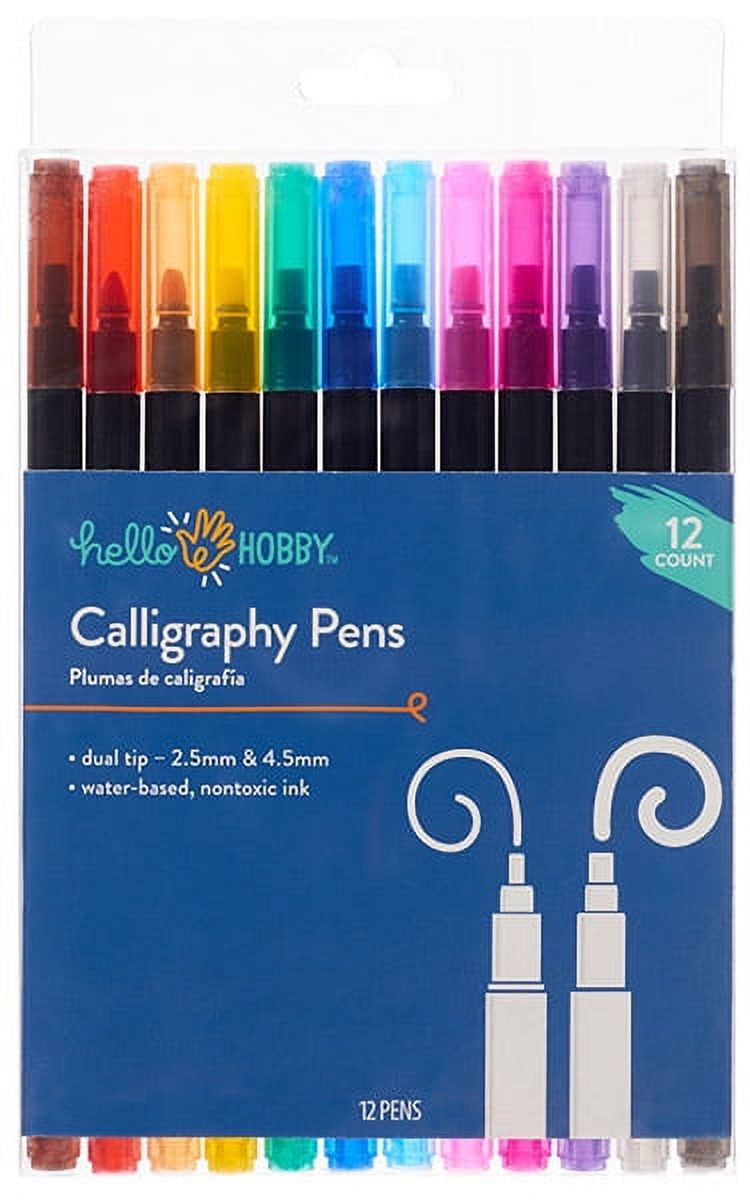 Hello Hobby Multicolor Calligraphy Marker Set, 12 Count Adult - Walmart.com