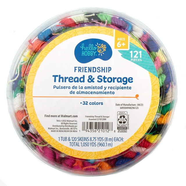 Hello Hobby Multicolor Friendship Thread & Storage, 121 Pieces ...