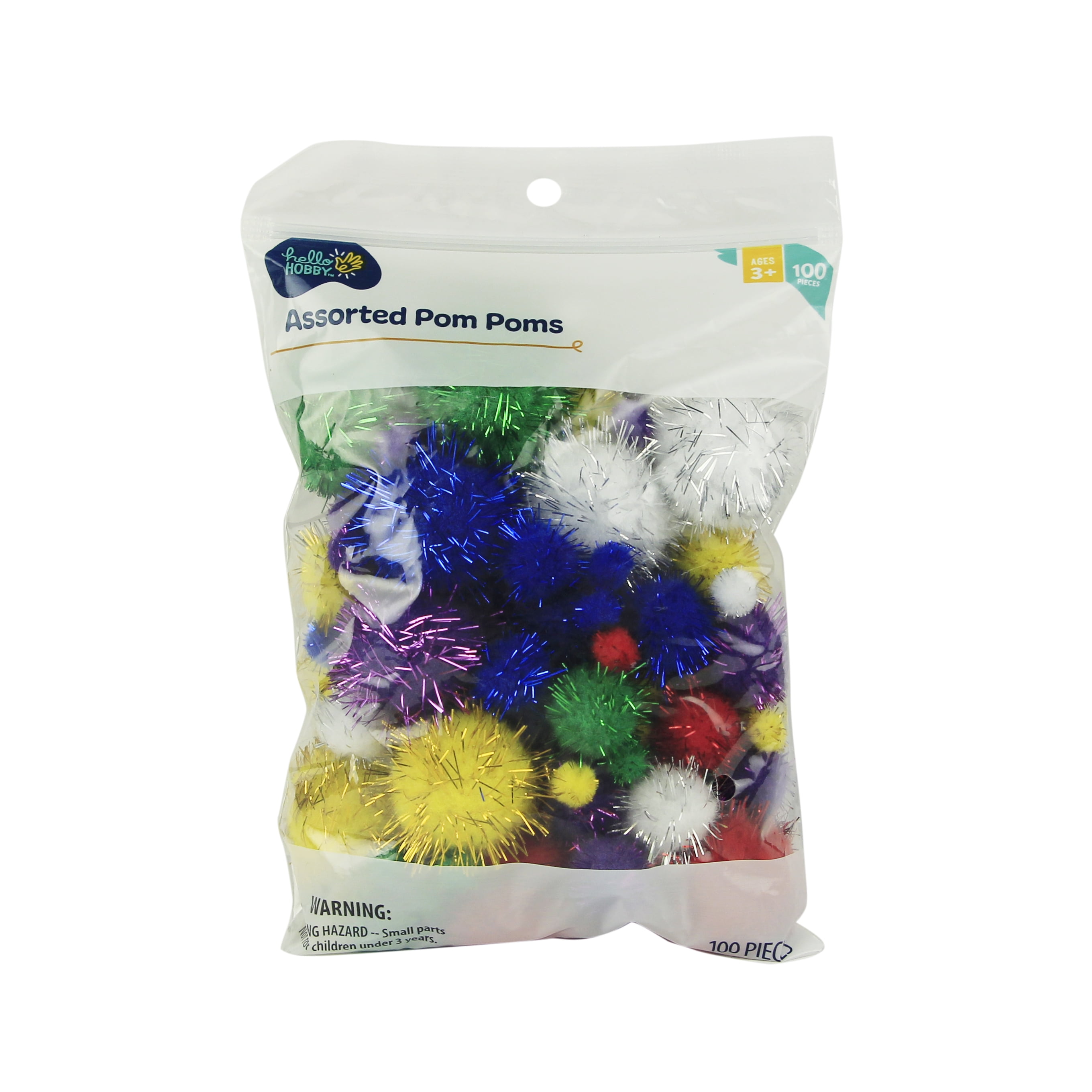 Hello Hobby Multicolor Glitter Pom Poms, 100 Pieces - Walmart.com