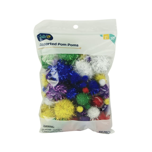 Hello Hobby Multicolor Glitter Pom Poms, 100 Pieces - Walmart.com