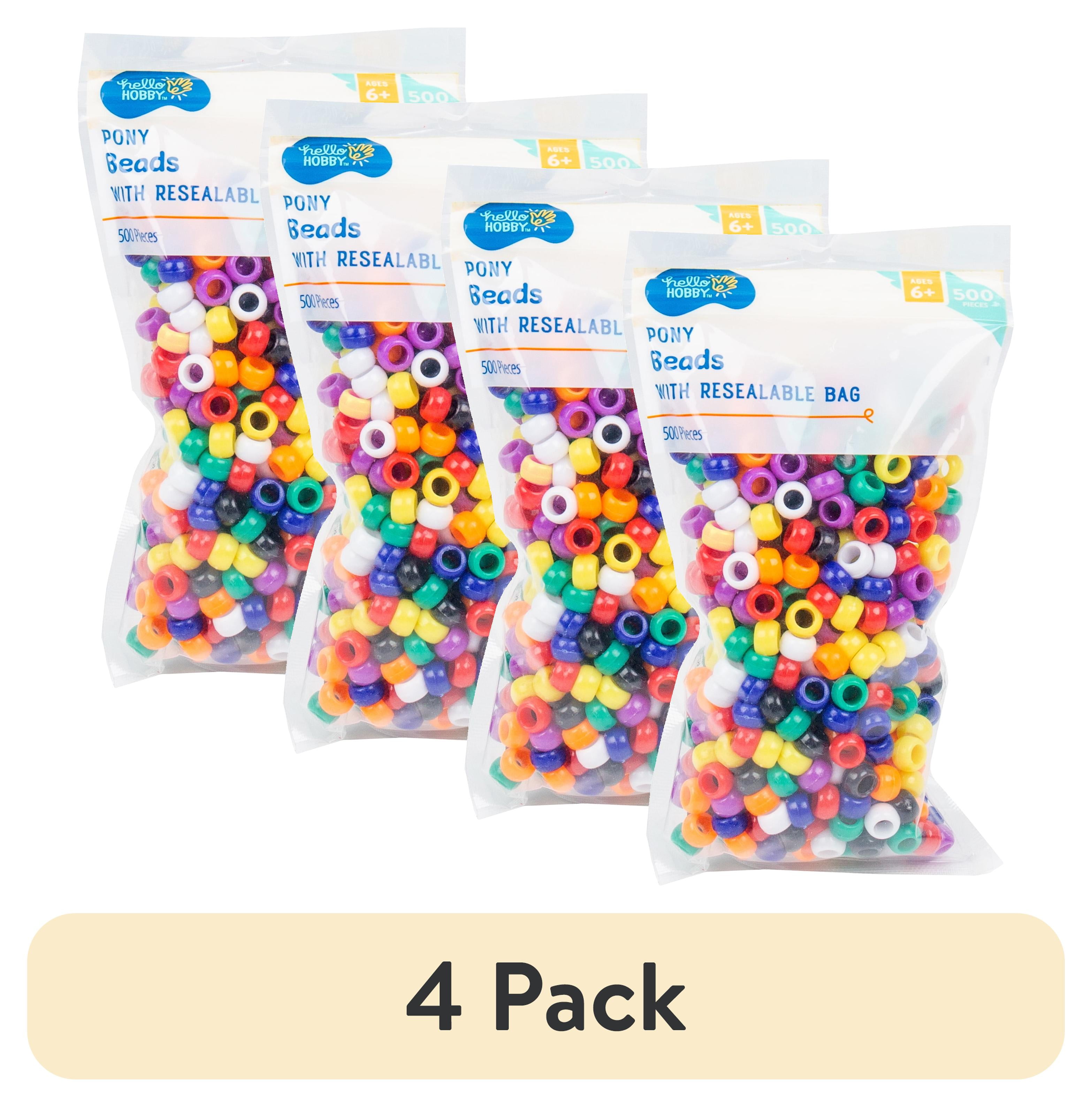 (4 pack) Hello Hobby Multicolor Pony Plastic Beads, 500-Pack, Boys and ...