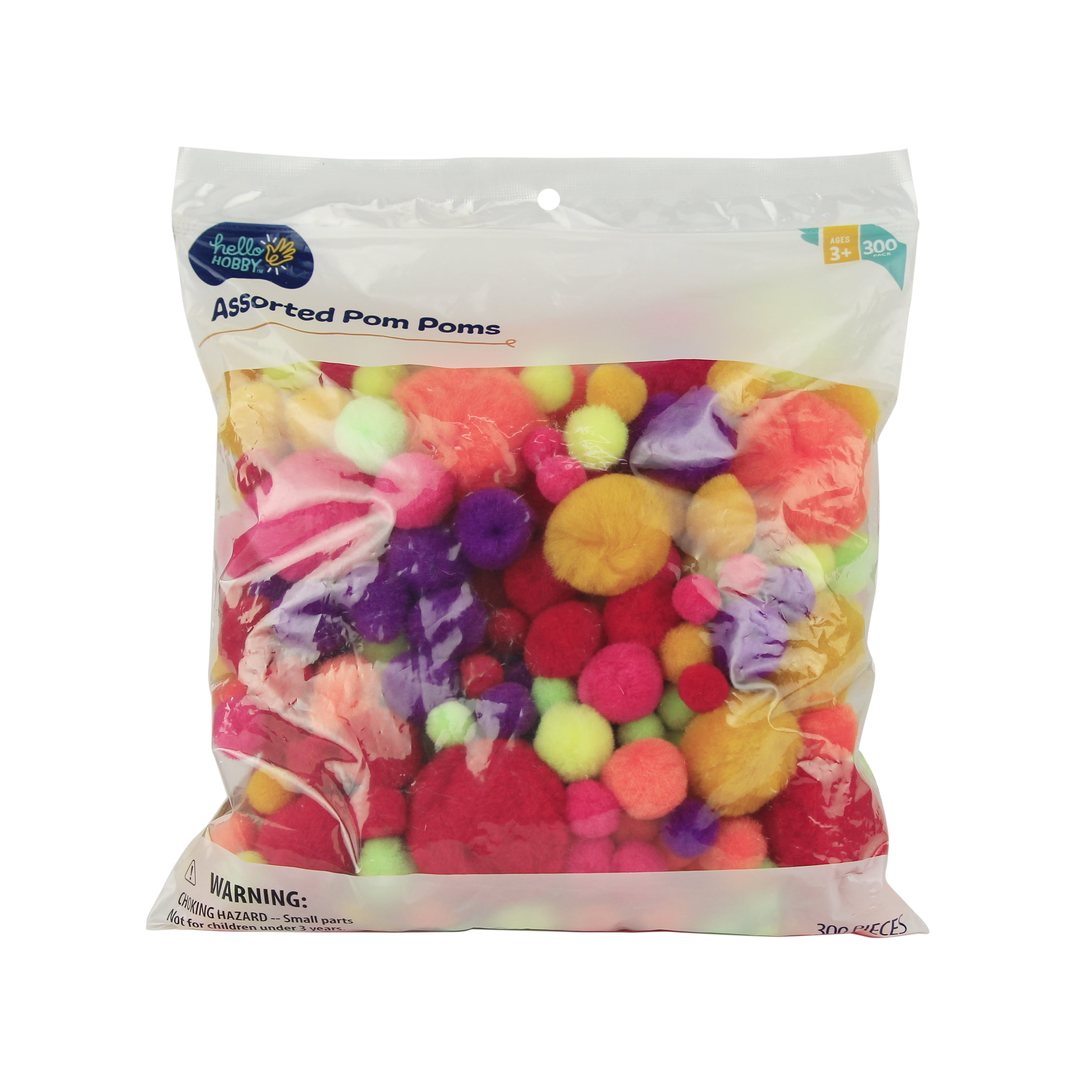 Hello Hobby Neon Assorted Craft Pom Poms, 300 Piece - Walmart.com
