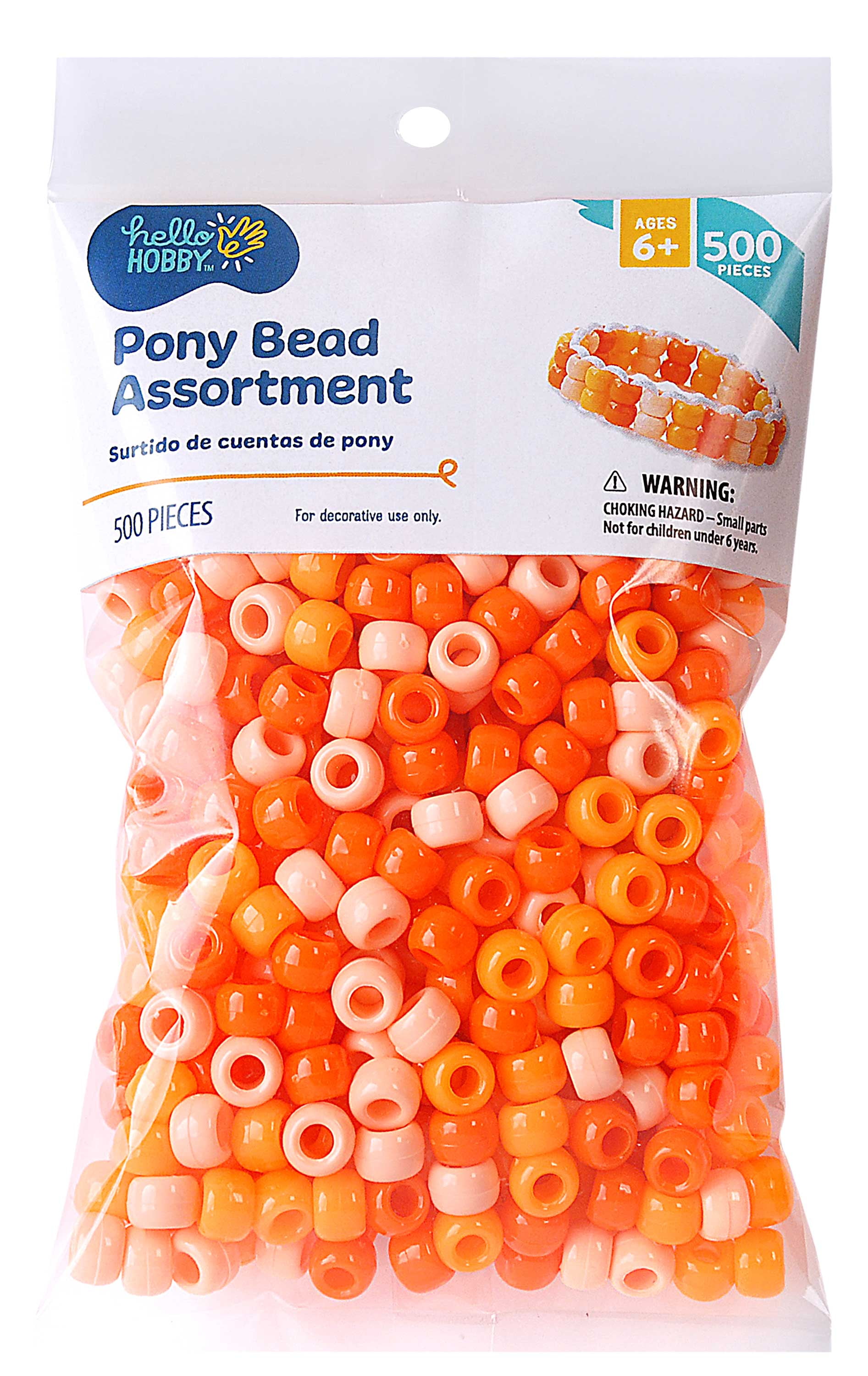 Hello Hobby Ombre Mix 9x6mm Plastic Pony Beads 500 Pieces Orange Craft ...