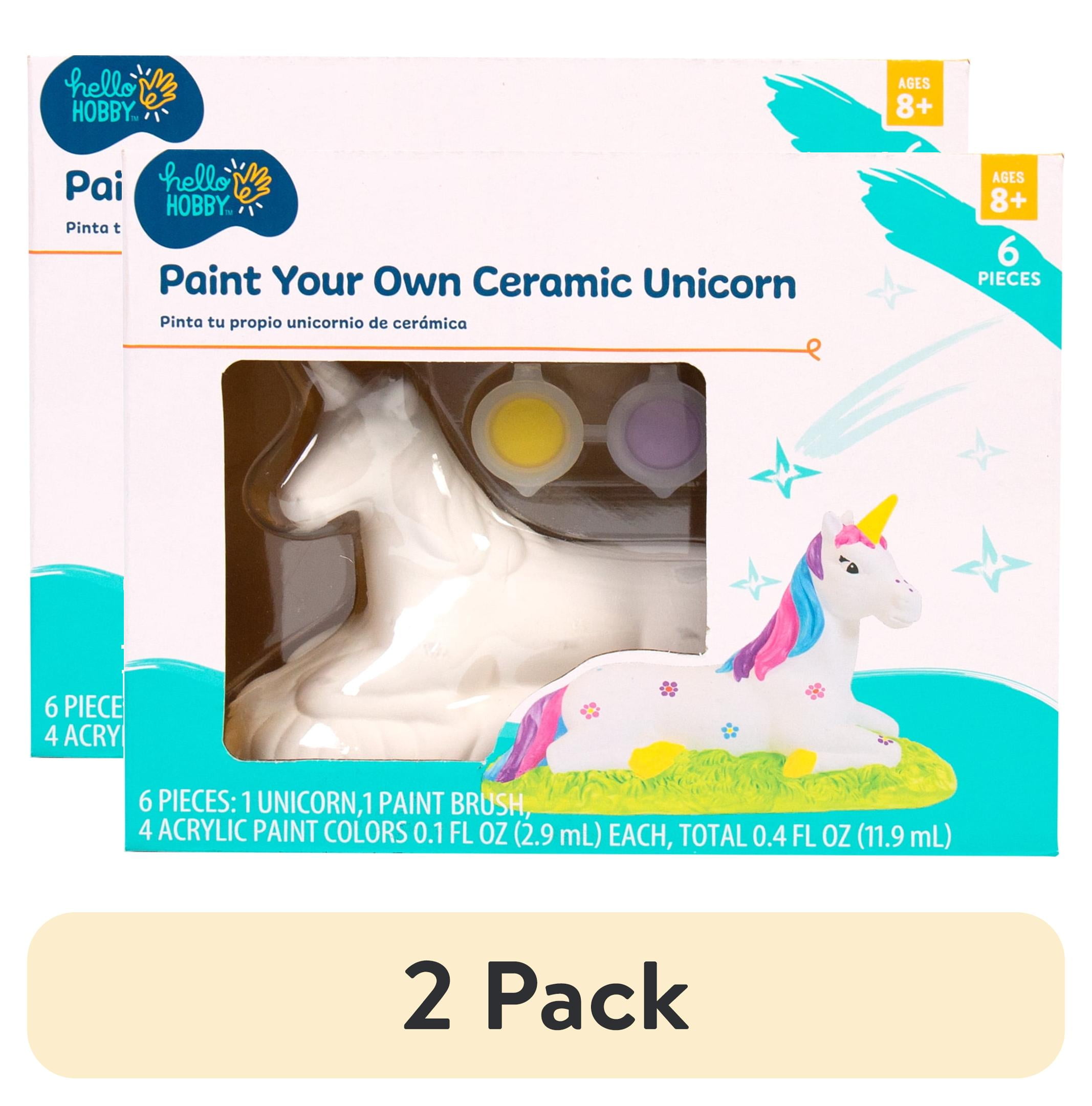 (2 pack) Hello Hobby Paint Your Own Ceramic Unicorn Kit, 6 Pieces, Boys ...