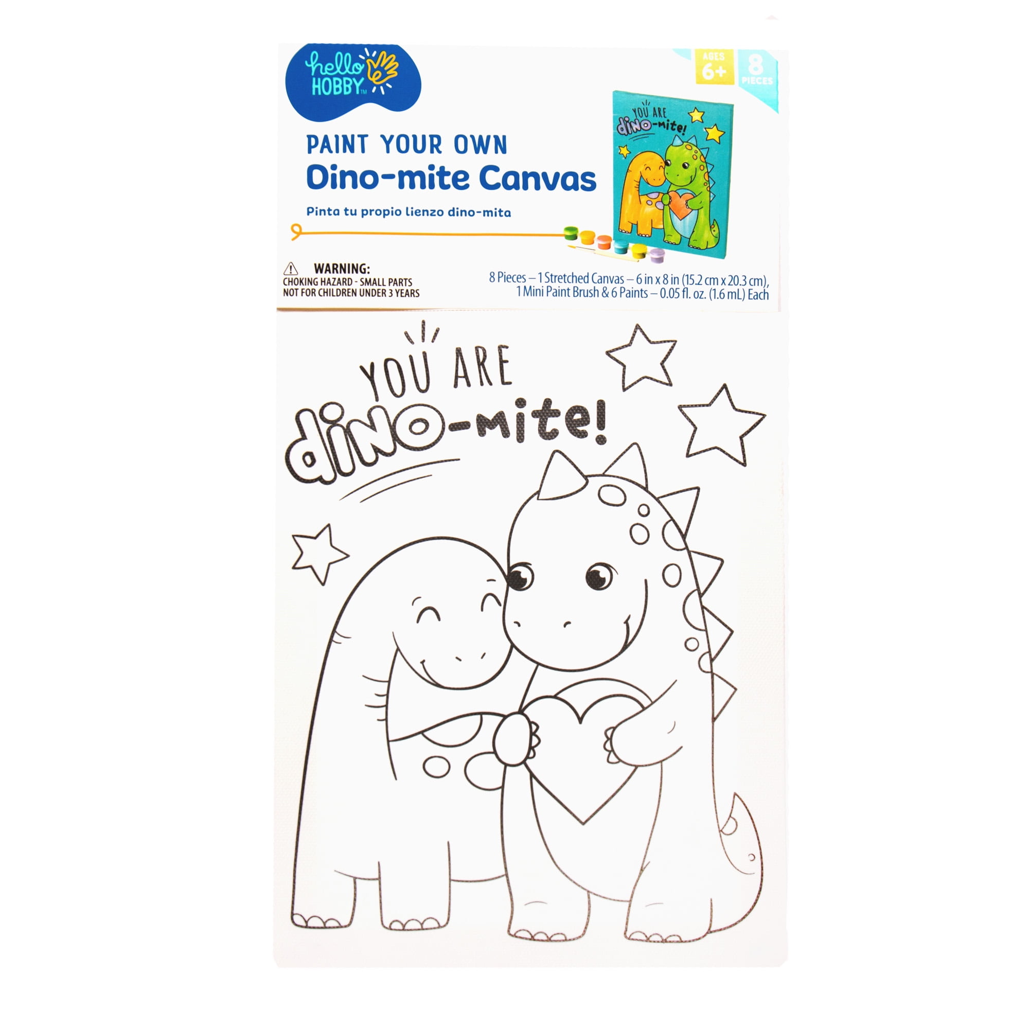 Hello Hobby Paint Your Own Dino-Mite White Canvas - Walmart.com