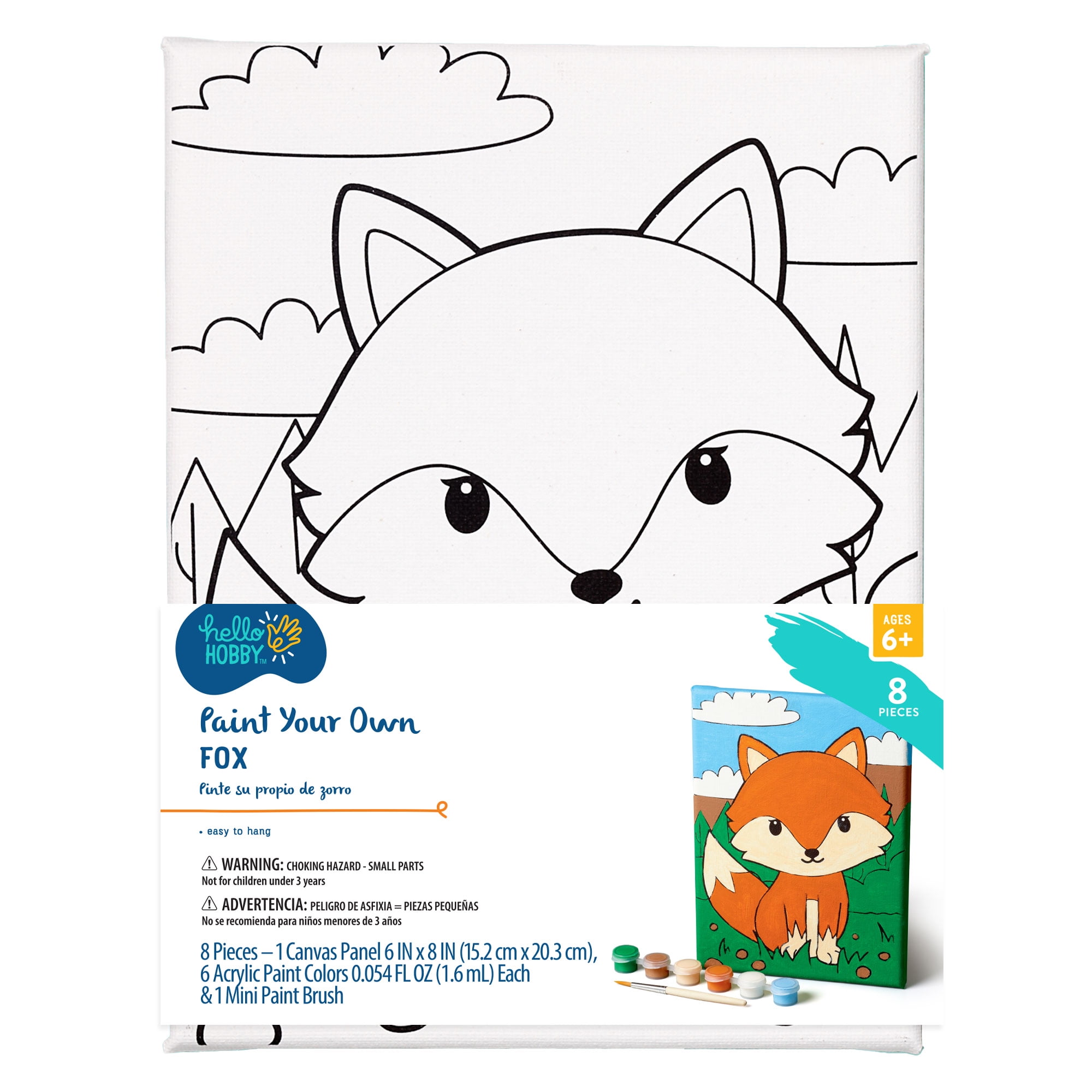 Hello Hobby Paint Your Own Fox Canvas With Paints - Walmart.com