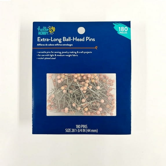 Hello Hobby Pink Ballpoint Pins Extra Long 180 Count Size 28, 44mm ...