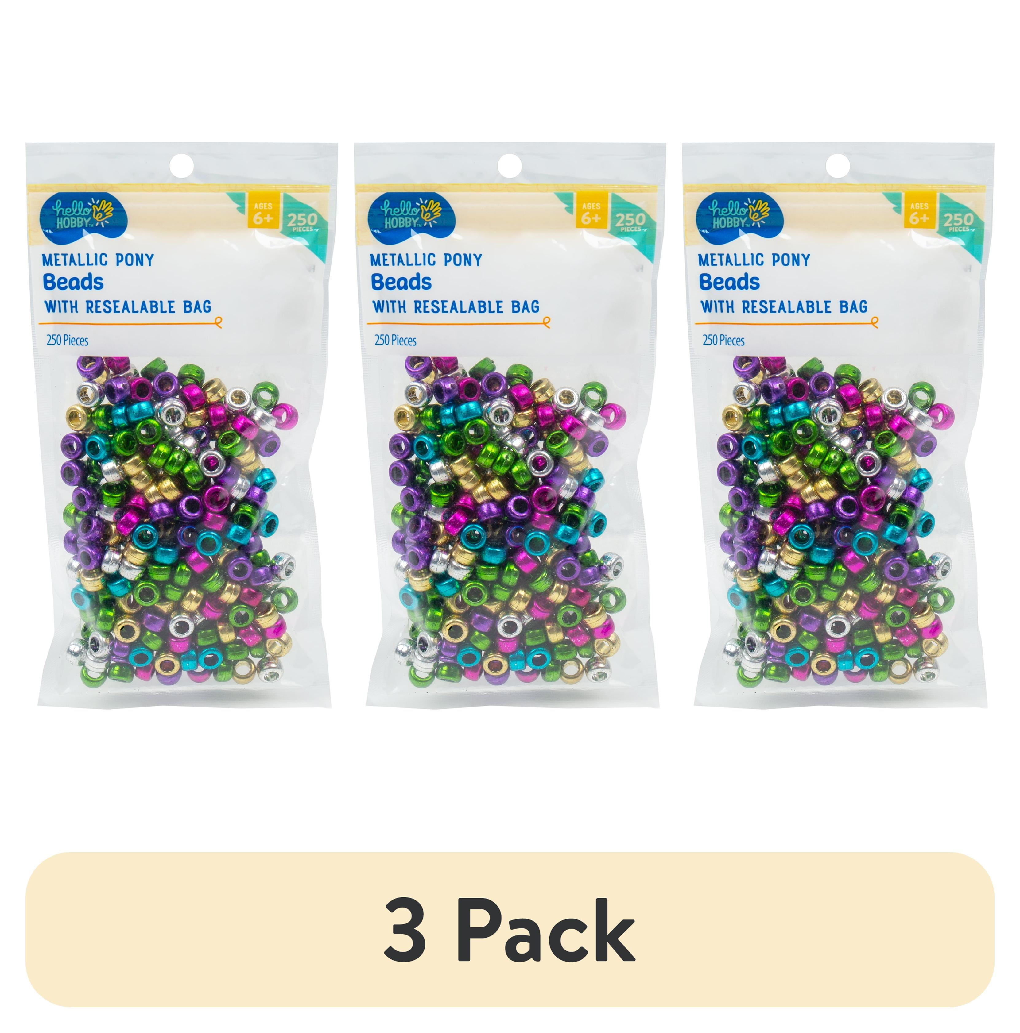 (3 pack) Hello Hobby Pony Beads, Metallic, 250-Pack, Boys and Girls ...