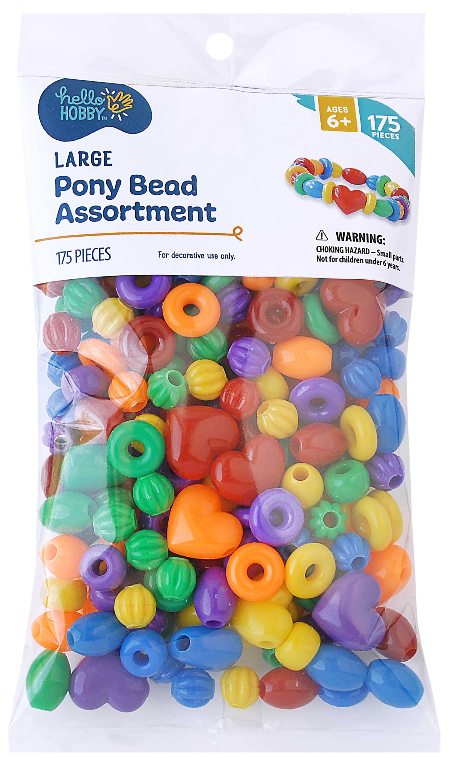 Hello Hobby Primary Color Bead Set - 175 Rainbow Beads in Various ...