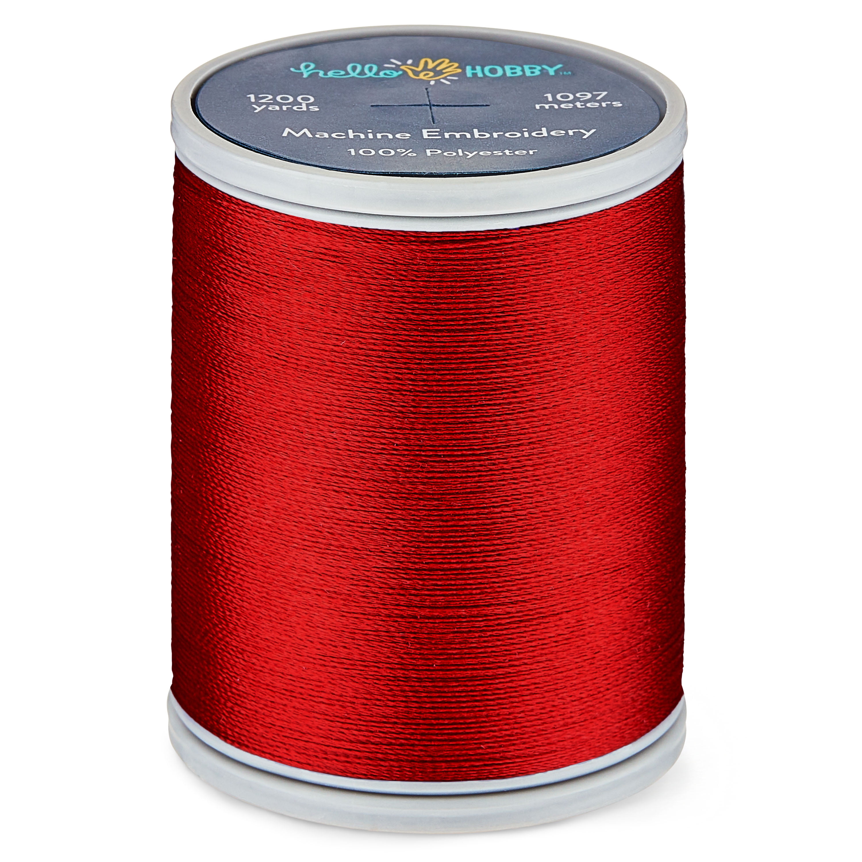 Hello Hobby Red 100% Polyester Machine Embroidery Thread, 40 WT, 1200 ...