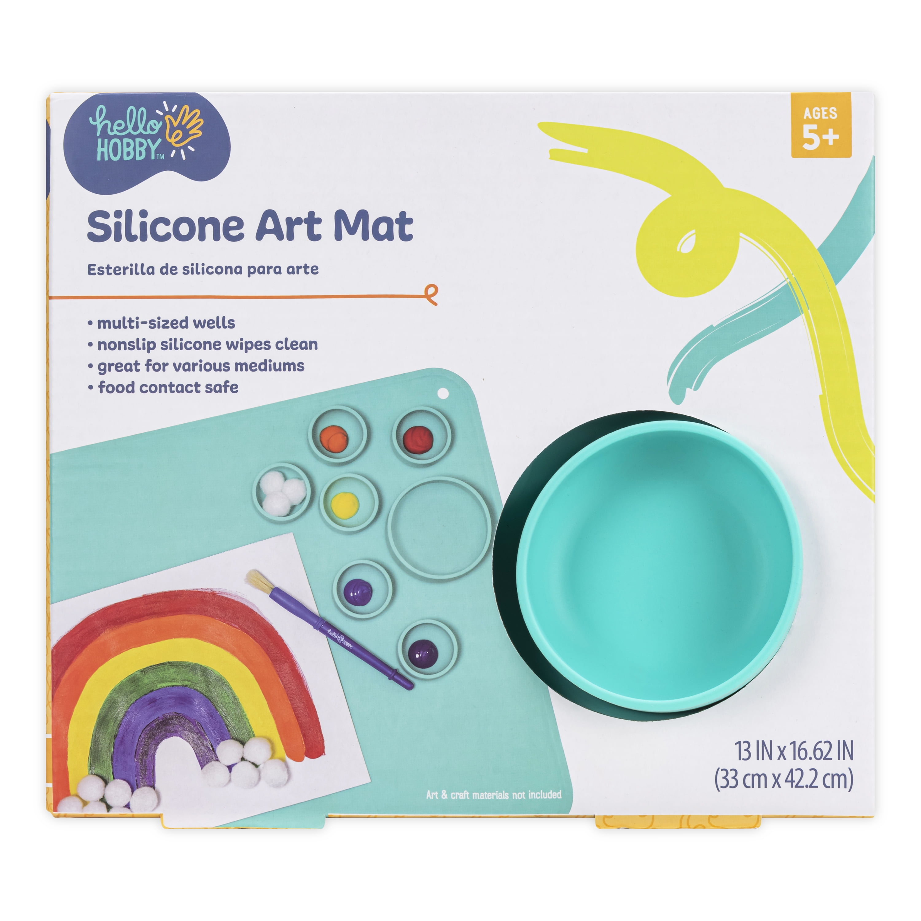 Hello Hobby Silicone Craft Mat, Flexible Art Mat with Wells for Paints ...