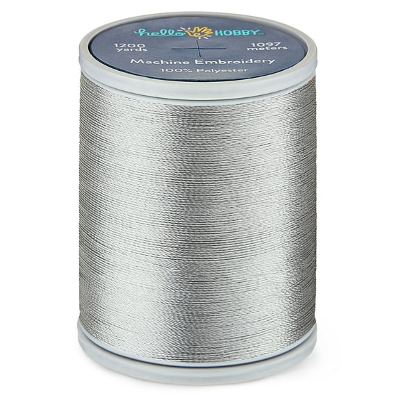 Hello Hobby Silver Gray 100% Polyester Machine Embroidery Thread, 40 WT, 1200 Yards - Walmart.com