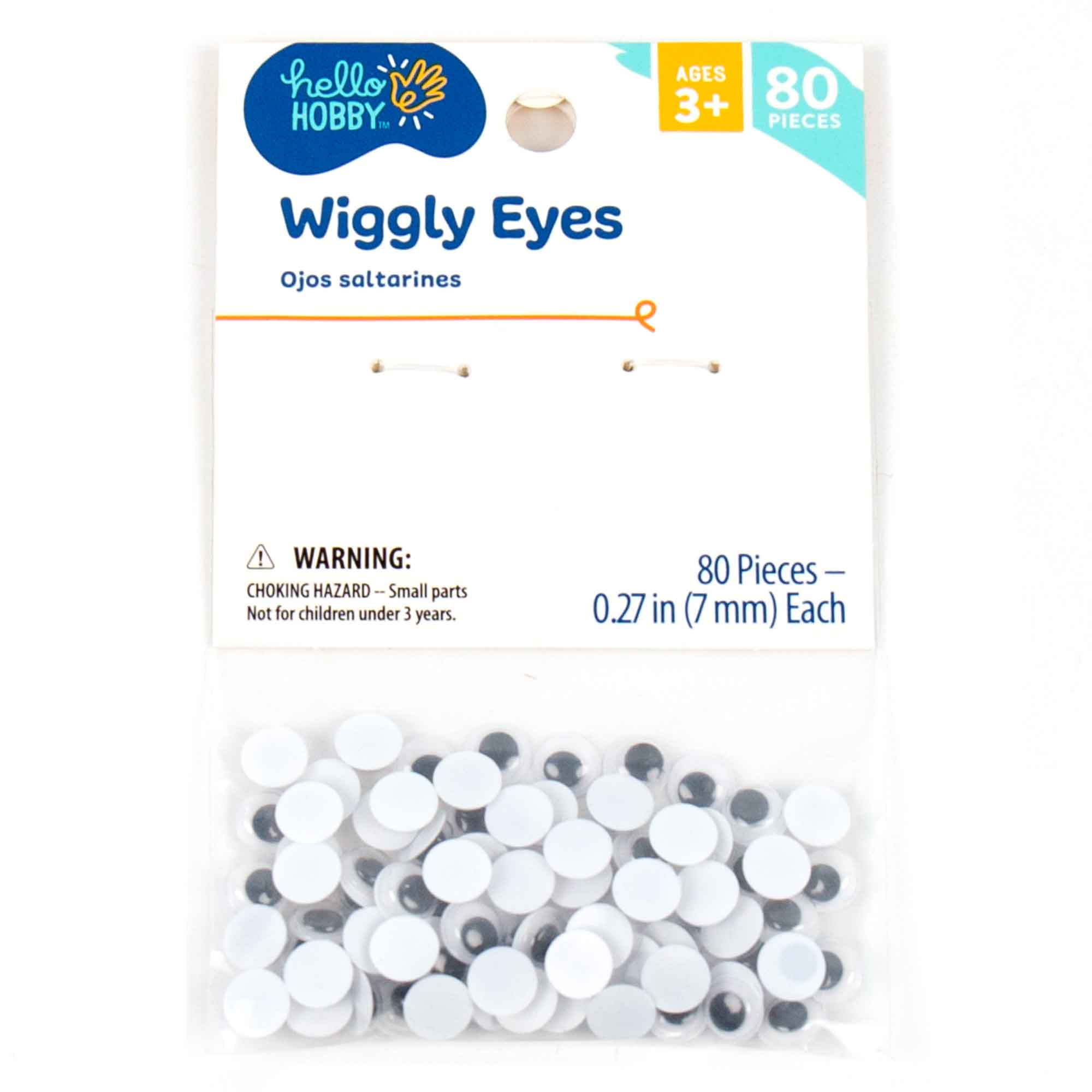 Hello Hobby Small Black and White Plastic Wiggly Eyes 80-Pack 7mm Craft ...