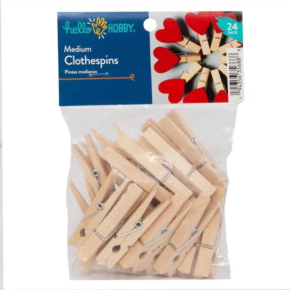 Hello Hobby Small Wooden Clothespins, 24-Pack - Walmart.com