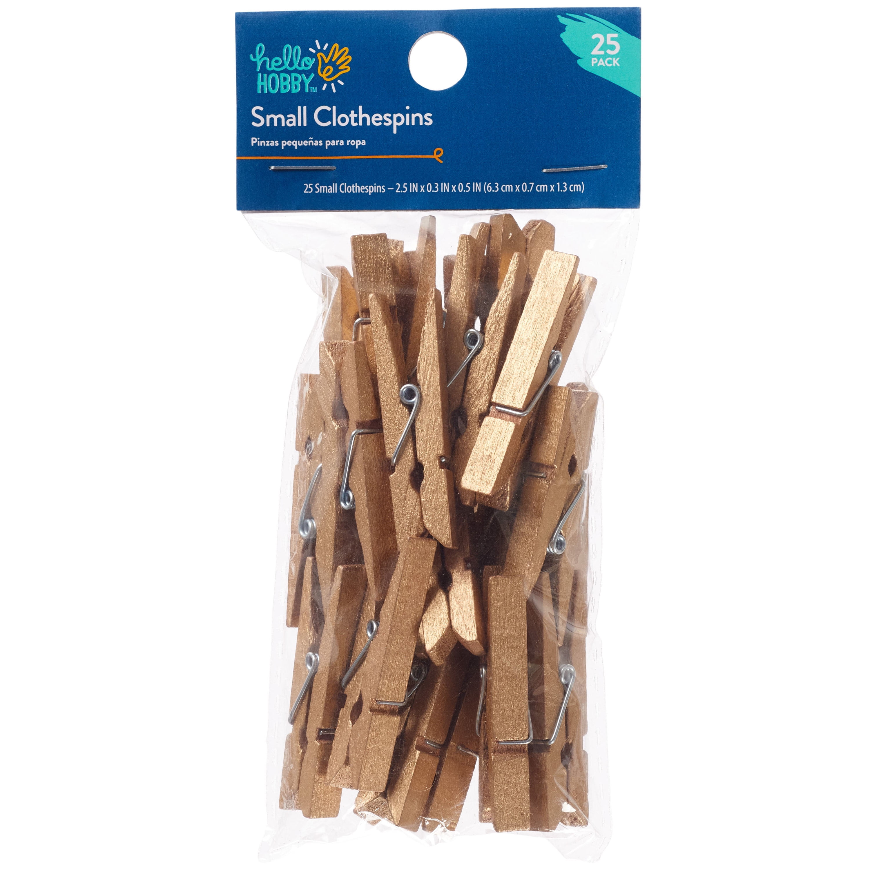 Hello Hobby Small Gold Wood Clothespins, 25 Count for craft projects ...