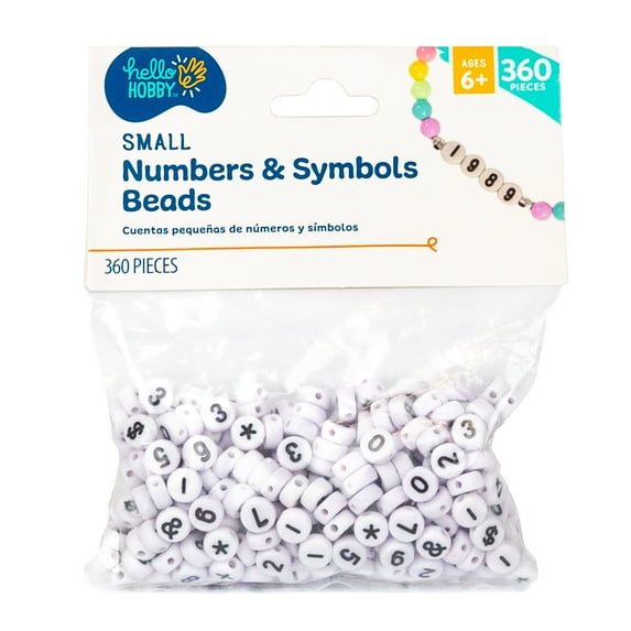 Hello Hobby Small Numbers and Symbols Beads Set of 360 Black and White ...