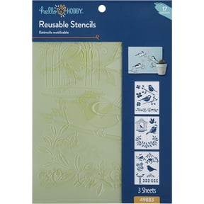 Hello Hobby Reusable Art Stencils 2 Pieces with Borders and Flowers for ...