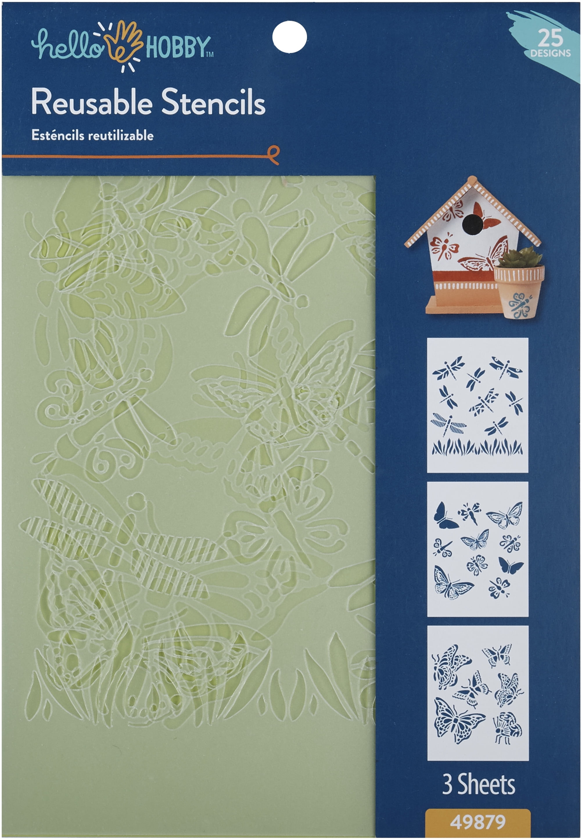 Hello Hobby Stencil Set, 7" x 10", 3 Piece, Butterflies - Walmart.com