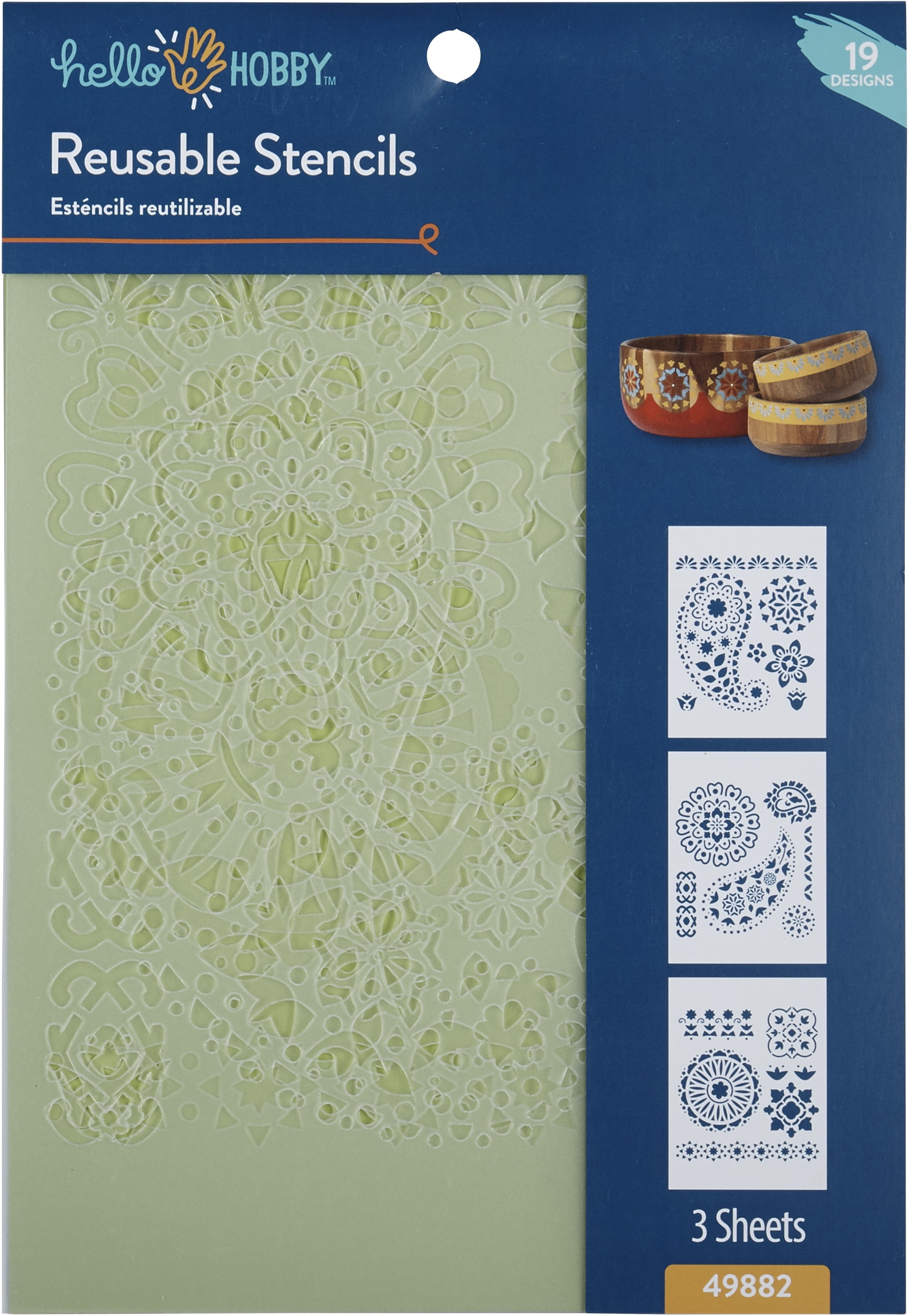 Hello Hobby Stencil Set, 7" x 10", 3 Piece, Paisley - Walmart.com