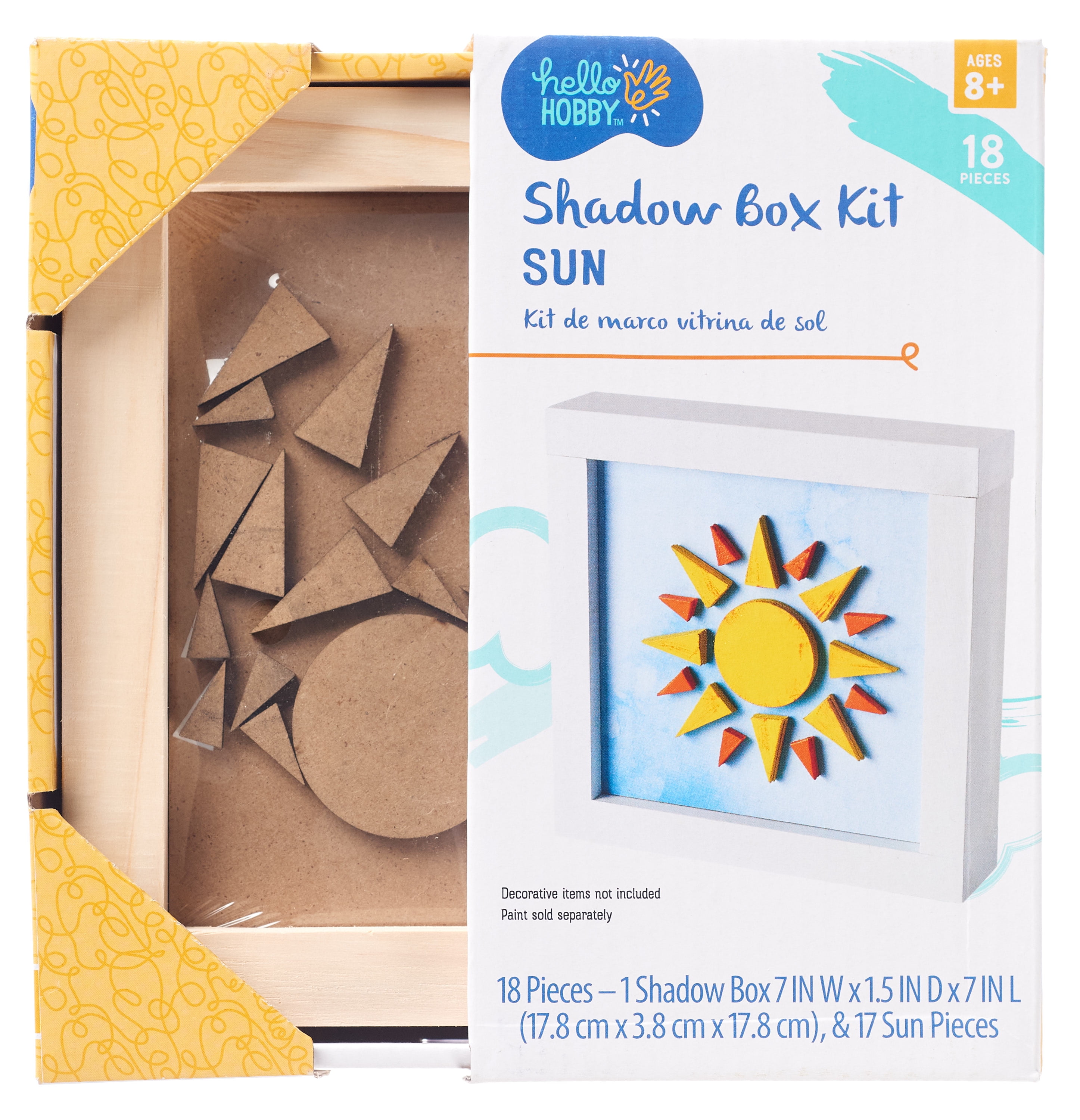 Hello Hobby Sunshine Unfinished Wood Shadowbox Kids Craft Kit - Walmart.com