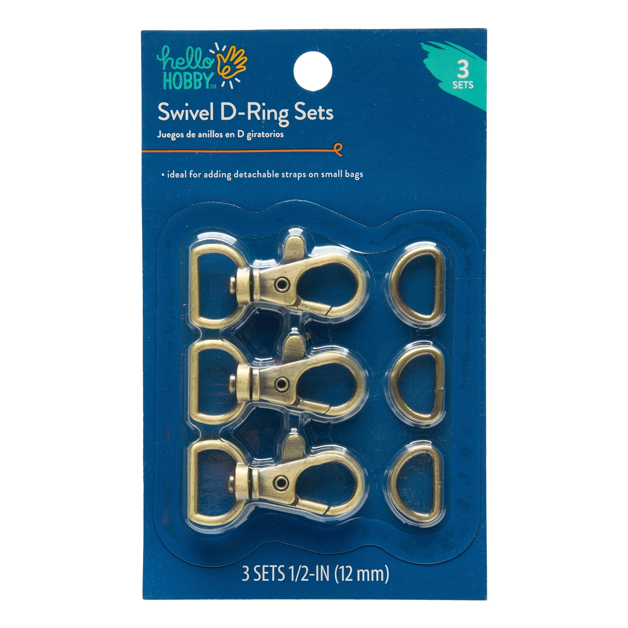 Hello Hobby Gold Swivel Hook D-Ring Set for Small Bags Purses Totes ½ ...