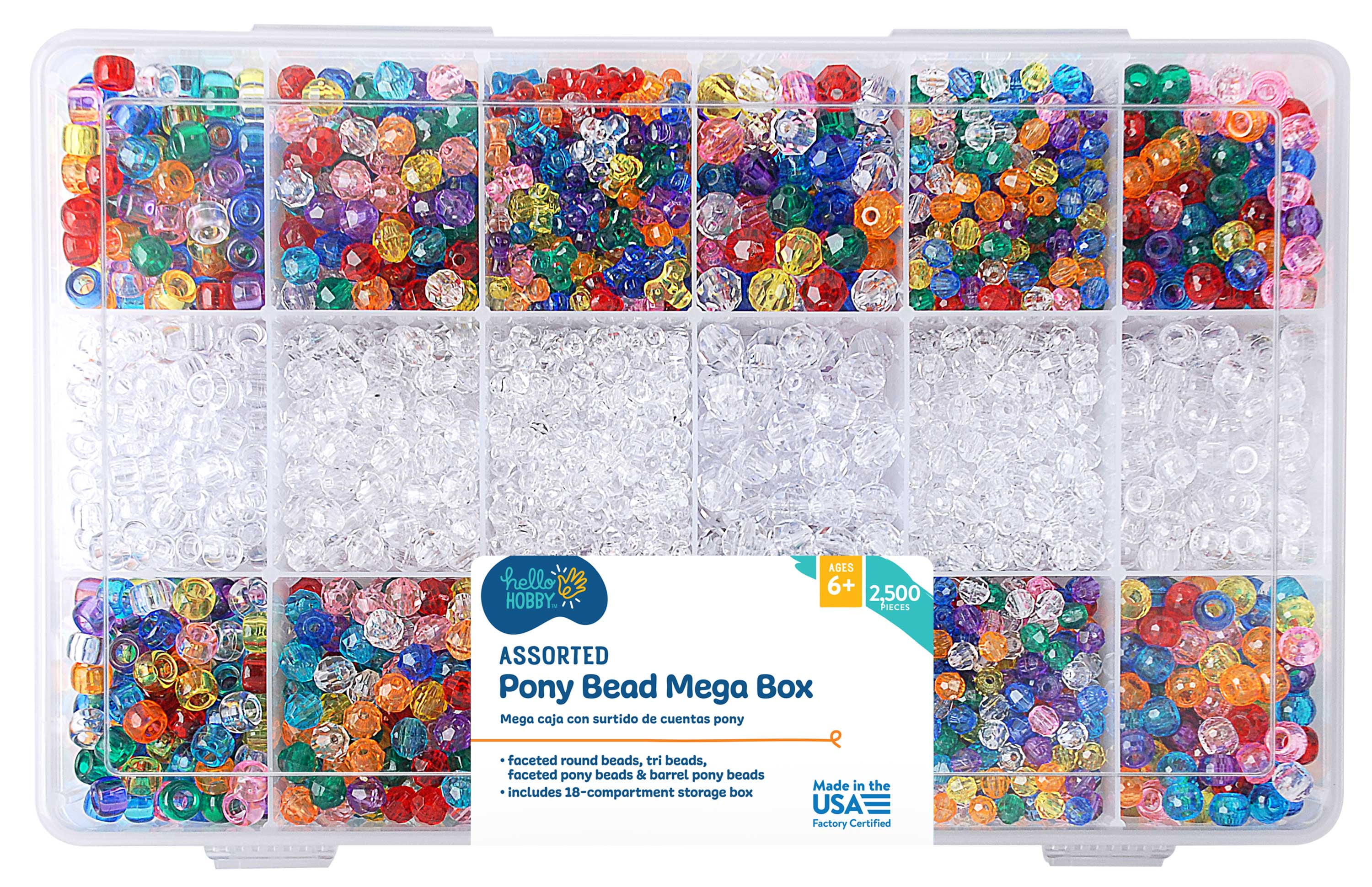 Hello Hobby Transparent Craft Bead Box, 2500 Pieces, 18 Compartment ...