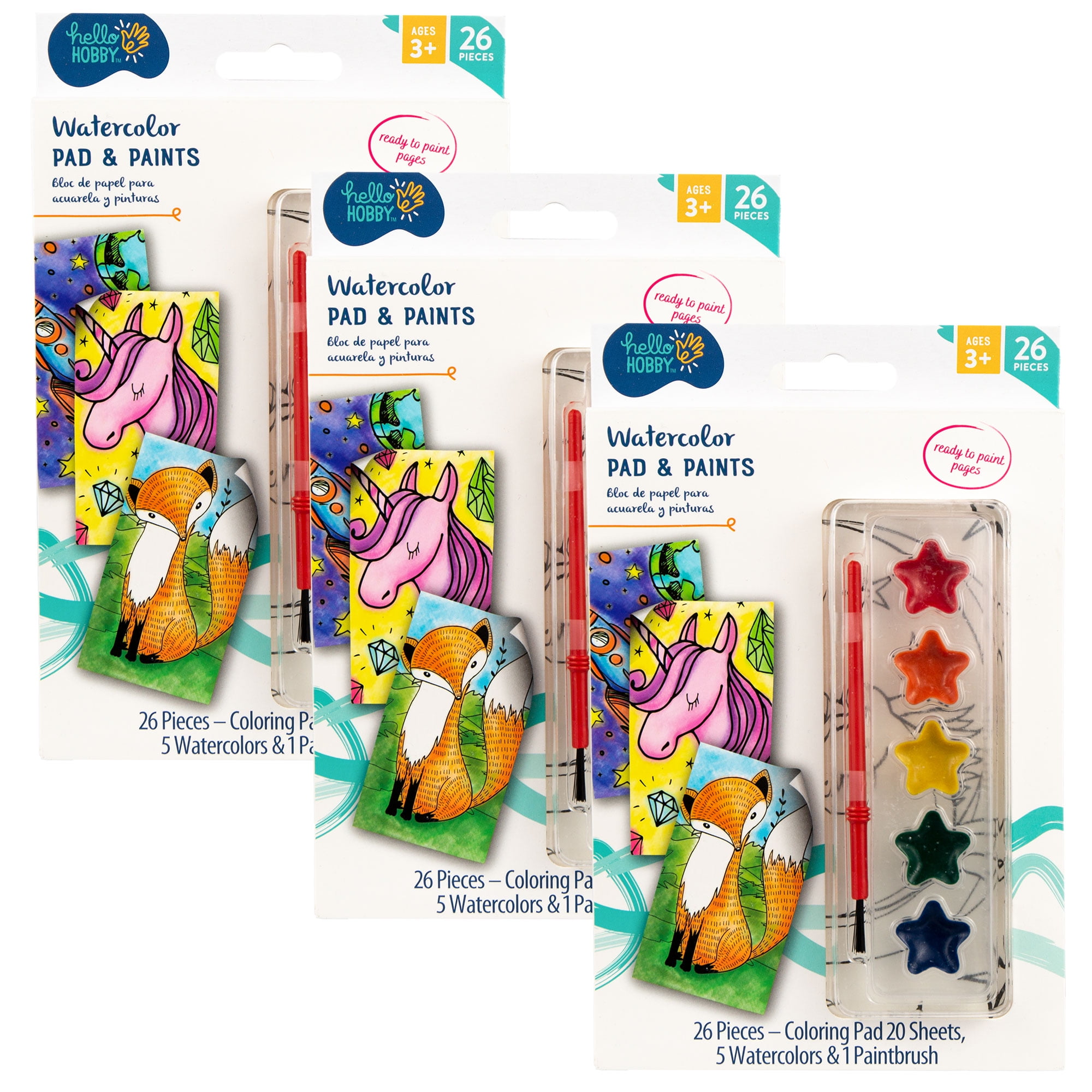 Hello Hobby Watercolor Paint Pads, 3 Pack - Walmart.com