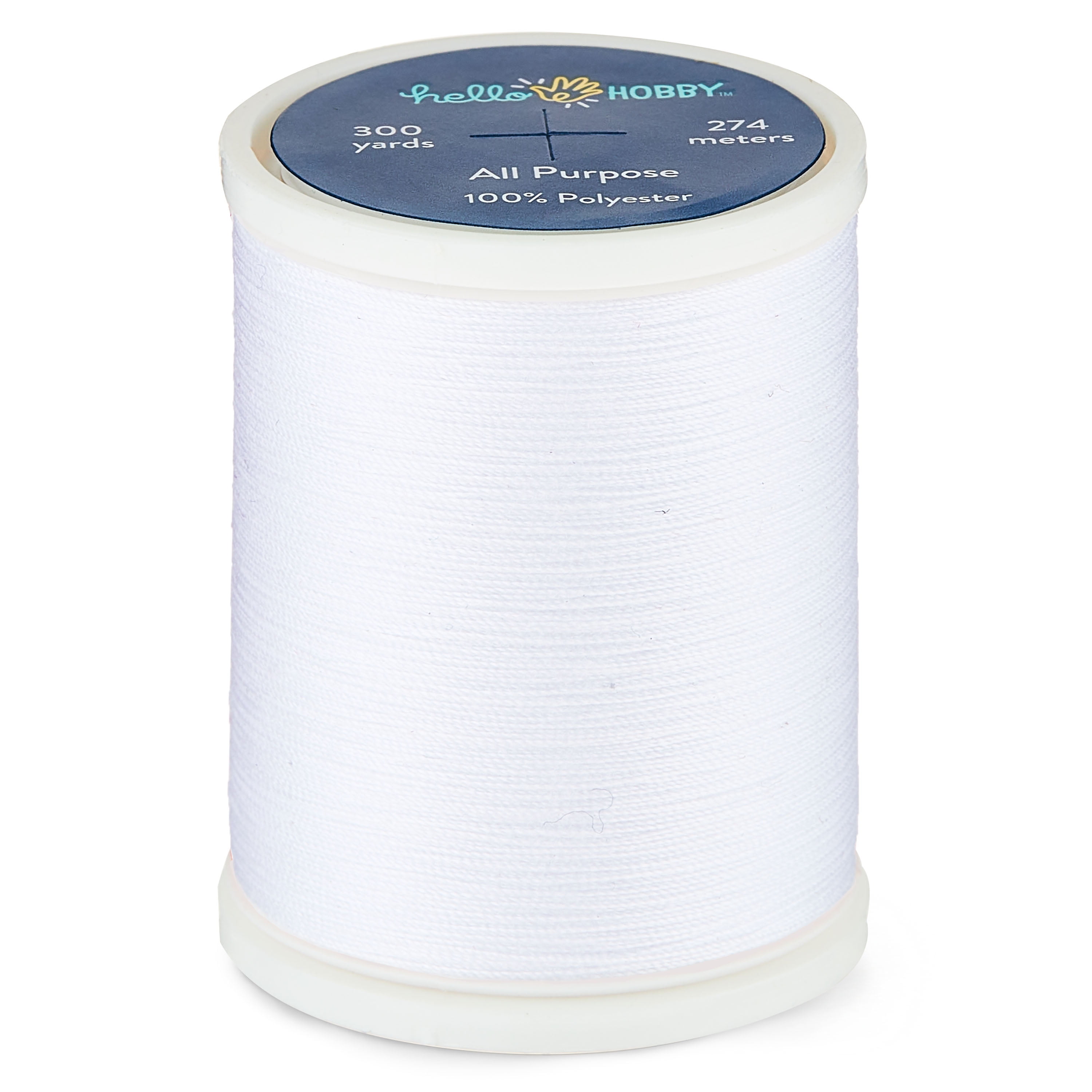 Hello Hobby All Purpose White Polyester Thread 300 Yards for Sewing ...