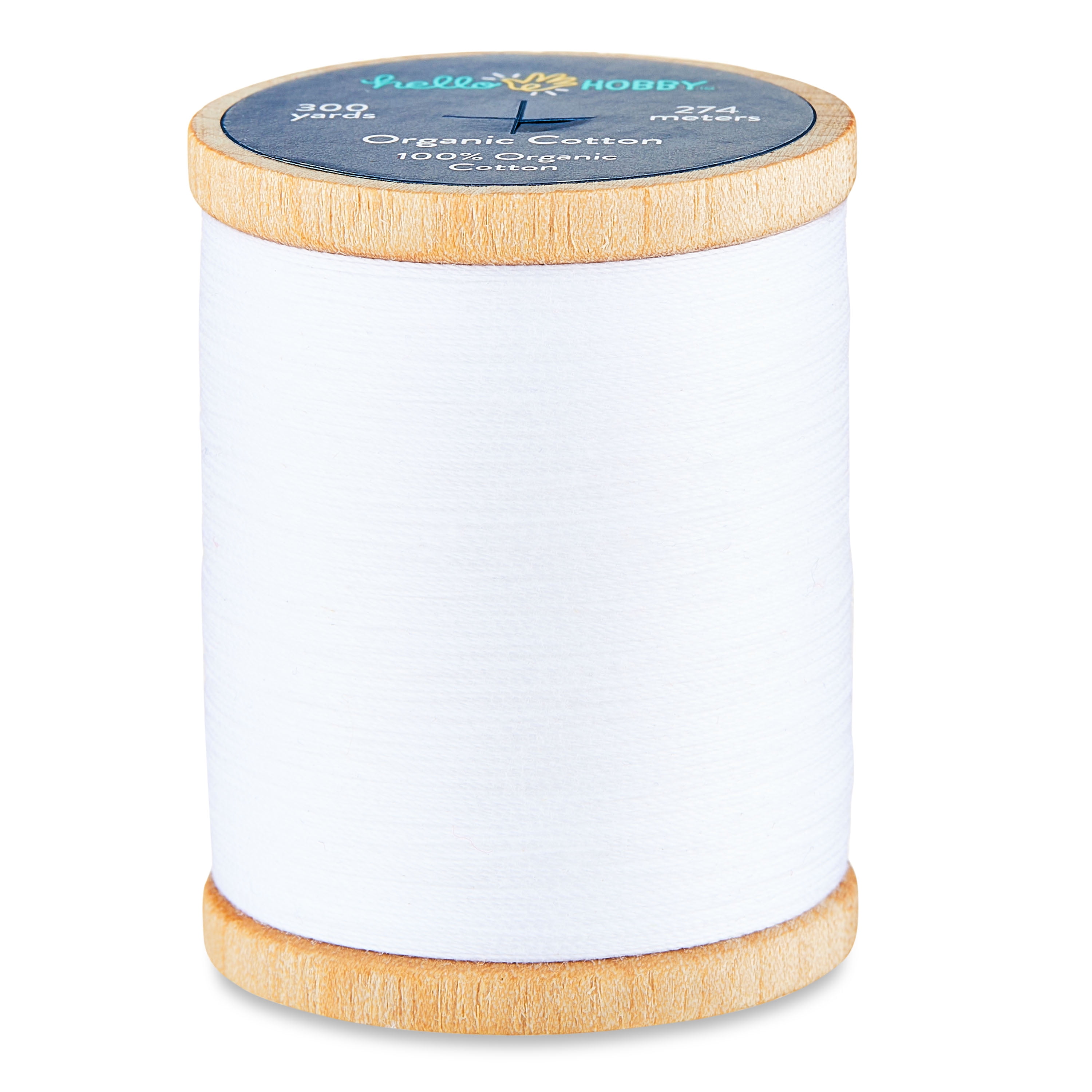 Hello Hobby Organic Cotton All Purpose Sewing Thread, 300 Yards, White ...