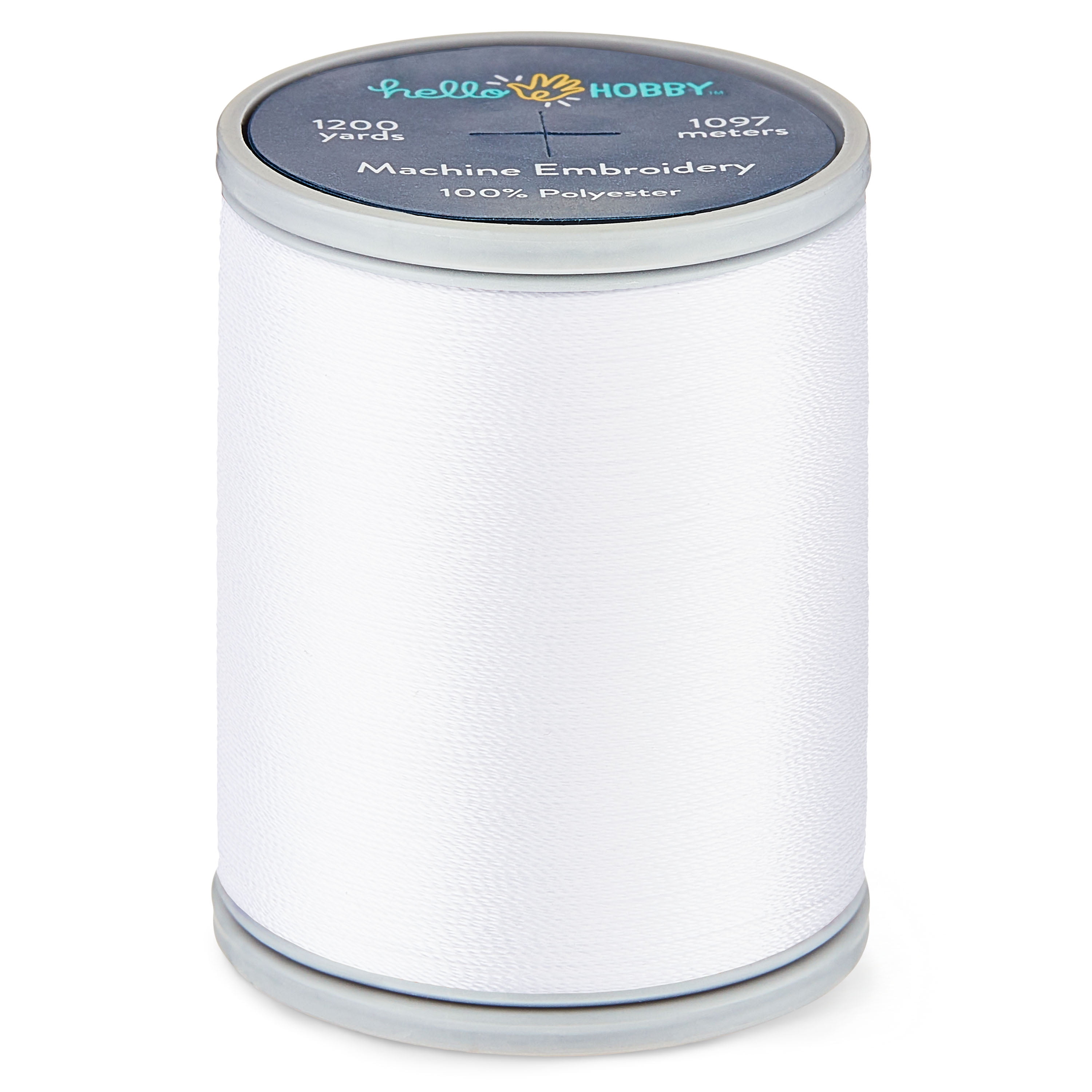 Hello Hobby White 100% Polyester Machine Embroidery Thread, 40 WT, 1200 ...