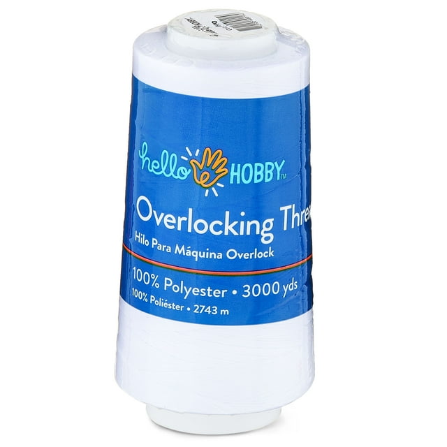 Hello Hobby White 100% Polyester Overlocking Thread, 3000 Yards ...