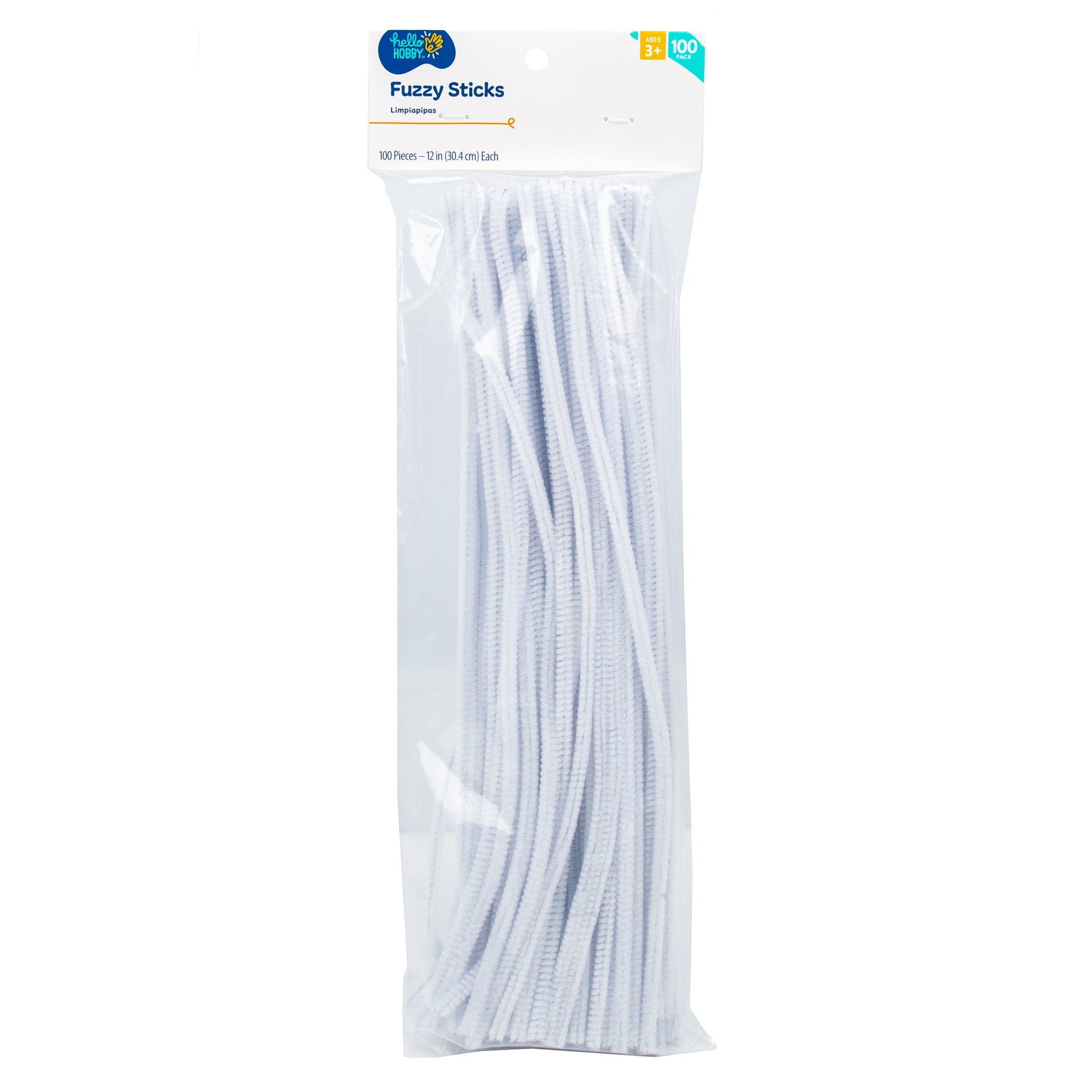 Hello Hobby White Fuzzy Sticks, 100-Pack, 12" - Walmart.com