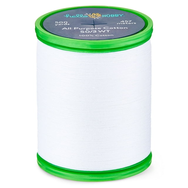 Hello Hobby White Pima Cotton Thread, All Purpose, 50/3 WT - Walmart.com