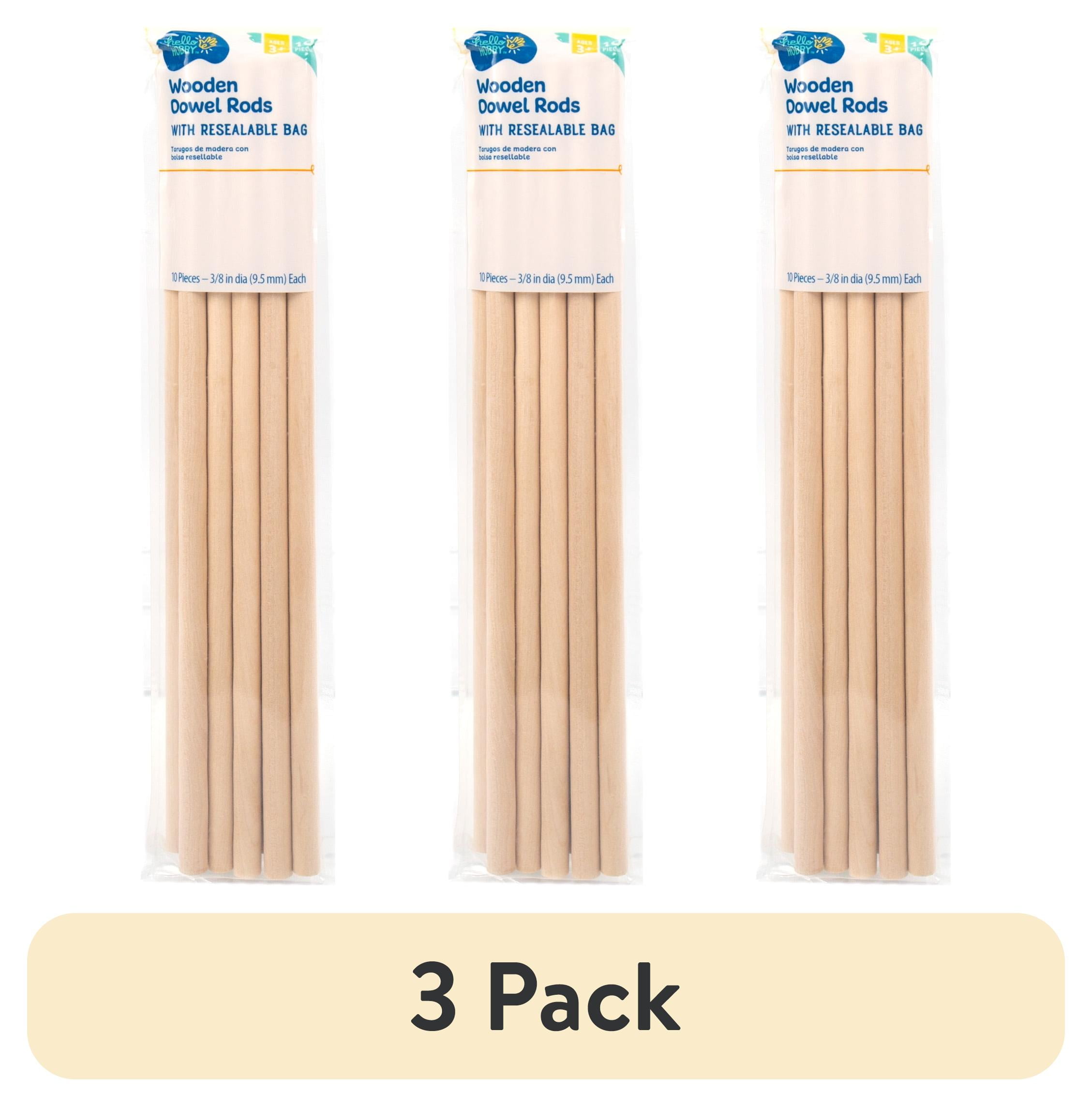 (3 pack) Hello Hobby Wood Dowels 3/8" x 12", Resealable Bag, 10-Pack ...