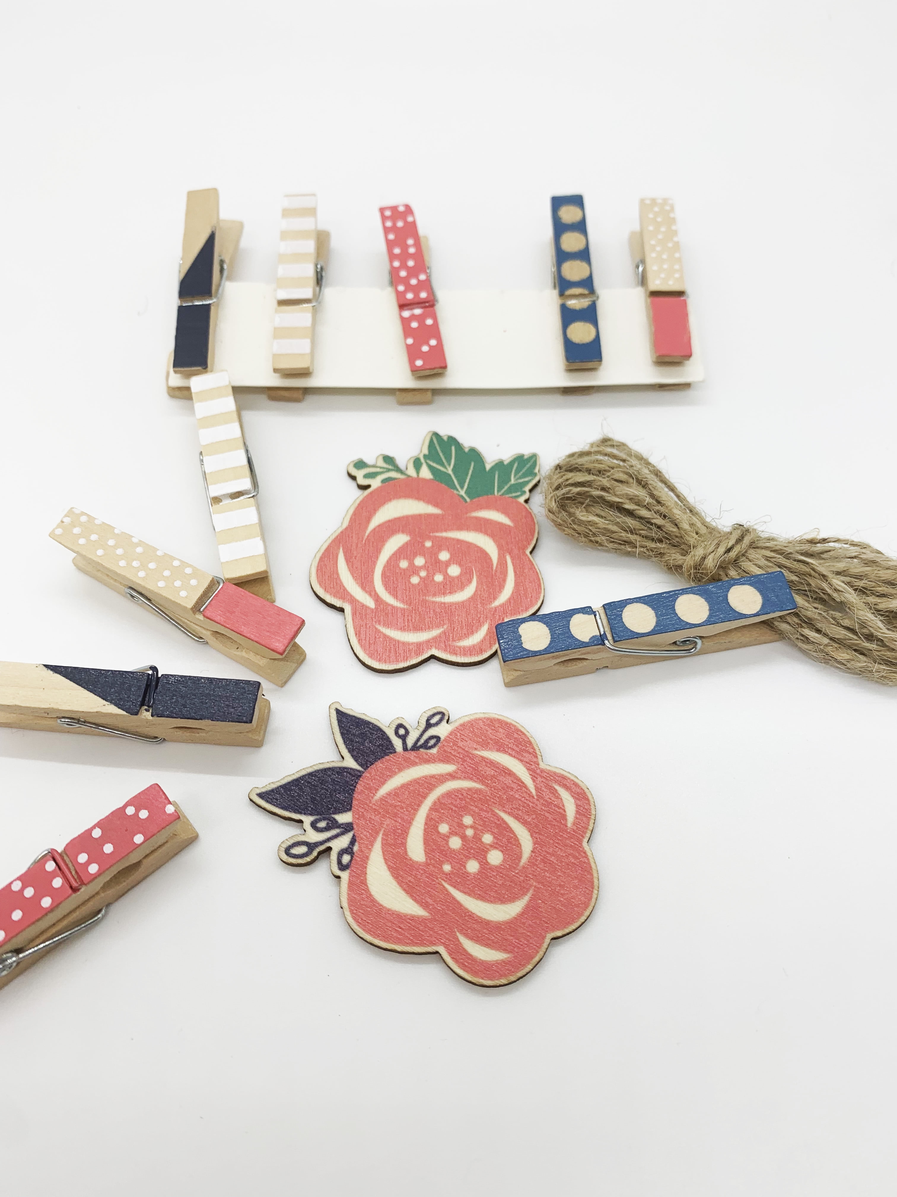 Hello Hobby Wood Pink Clothes Pin Flower, 13 Pieces, 1m Each - Art and ...