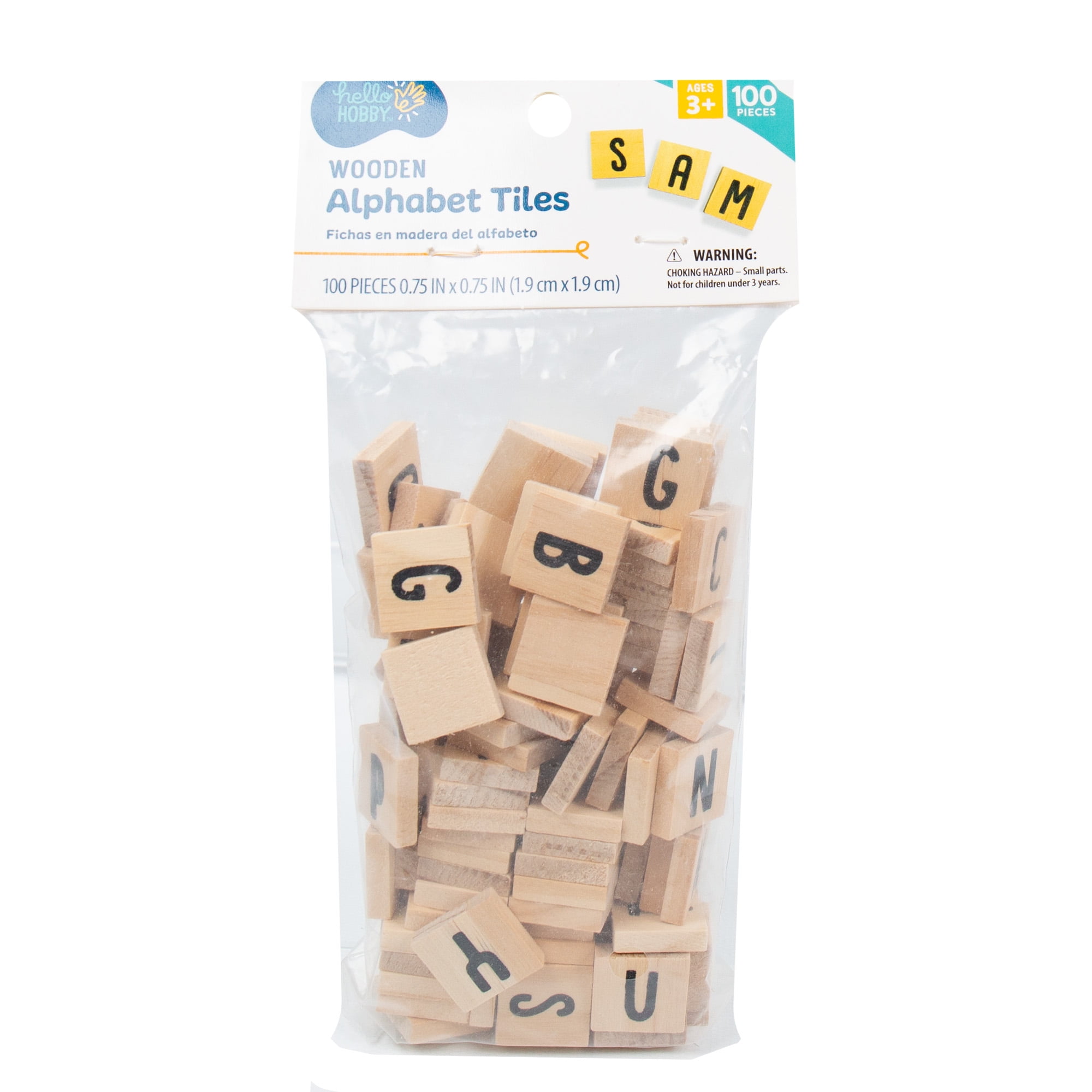 Hello Hobby Wooden Alphabet Tiles, 100 Pieces, 0.75 x 0.75 inch Wooden ...
