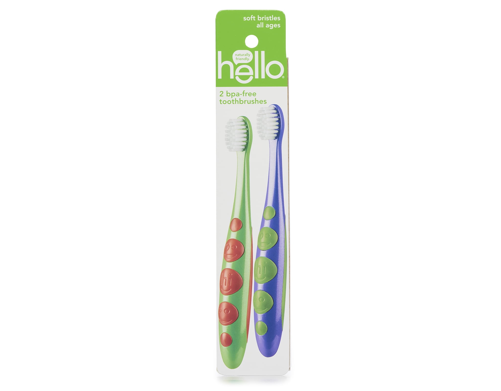 Hello Kids Soft BPA-Free Toothbrush Twin Pack 2 ct Wide + Grippable ...