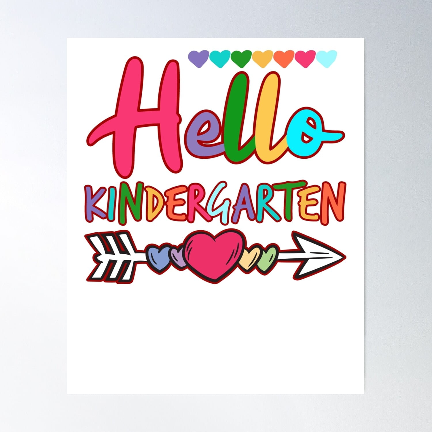 Hello Kindergarten Enrolement Boy Girls First Day Poster Wall Art ...