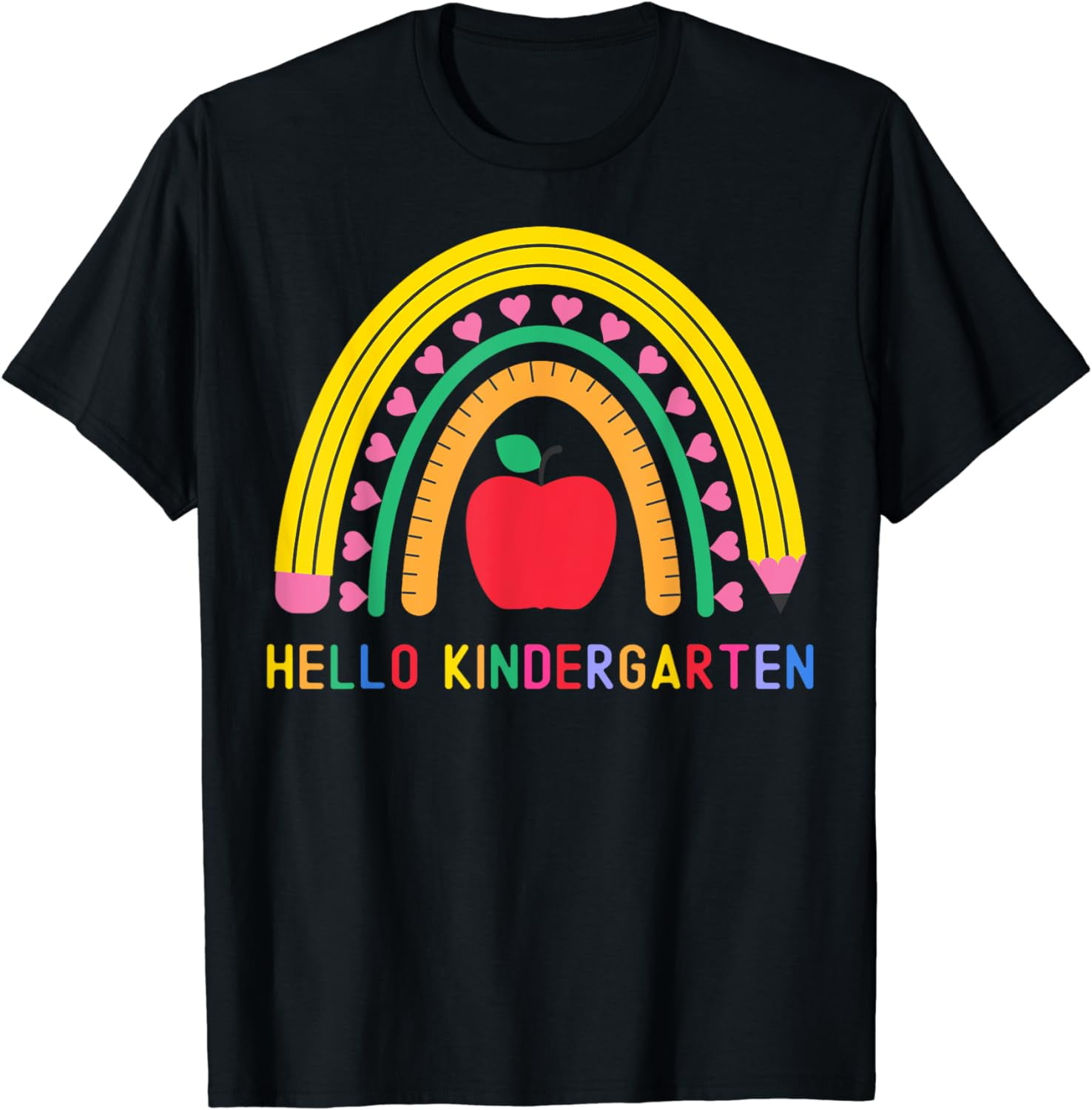 Hello Kindergarten Rainbow Teacher Boys Girls Back To School T-Shirt ...